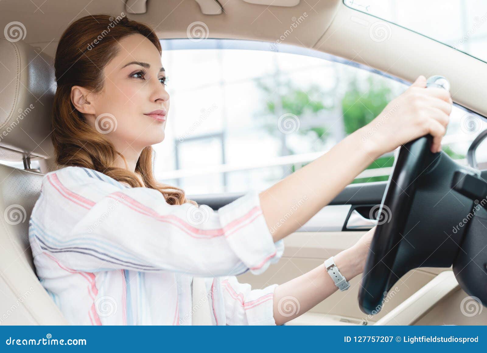 Side View of Attractive Woman Stock Image - Image of transportation ...