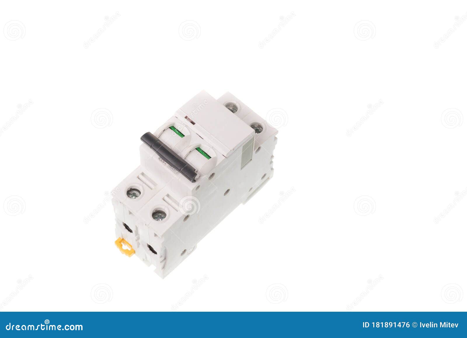 Side View of an Automatic Circuit Breaker, Isolated on White Background ...