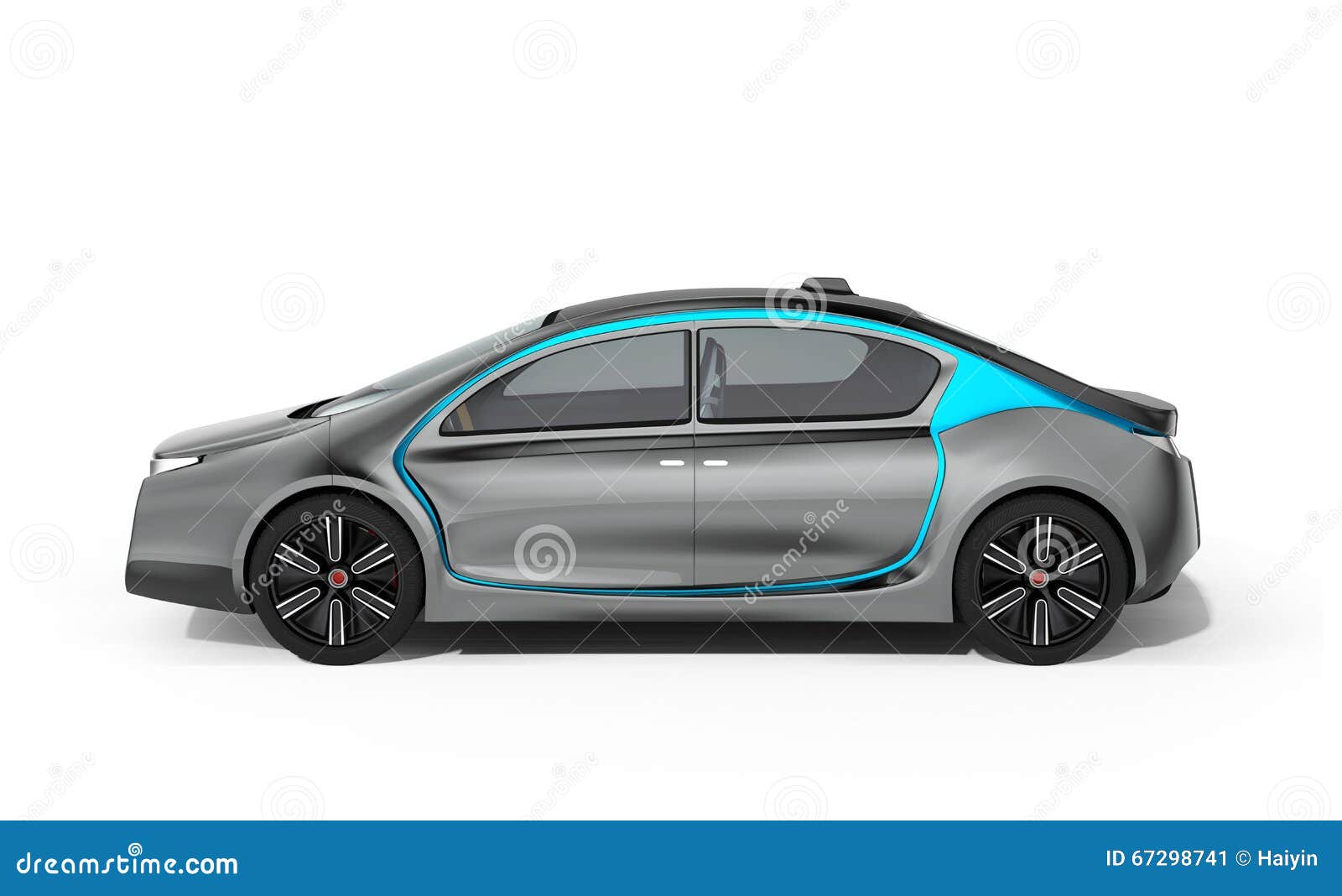 Side View of Autonomous Electric Car on White Background Stock ...