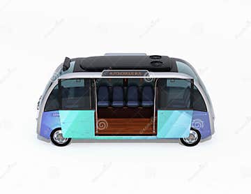 Side View of Autonomous Shuttle Bus Stock Illustration - Illustration ...