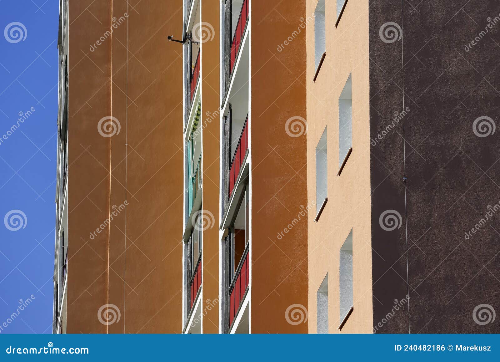Side View of the Balconies and Windows Stock Photo - Image of flat ...