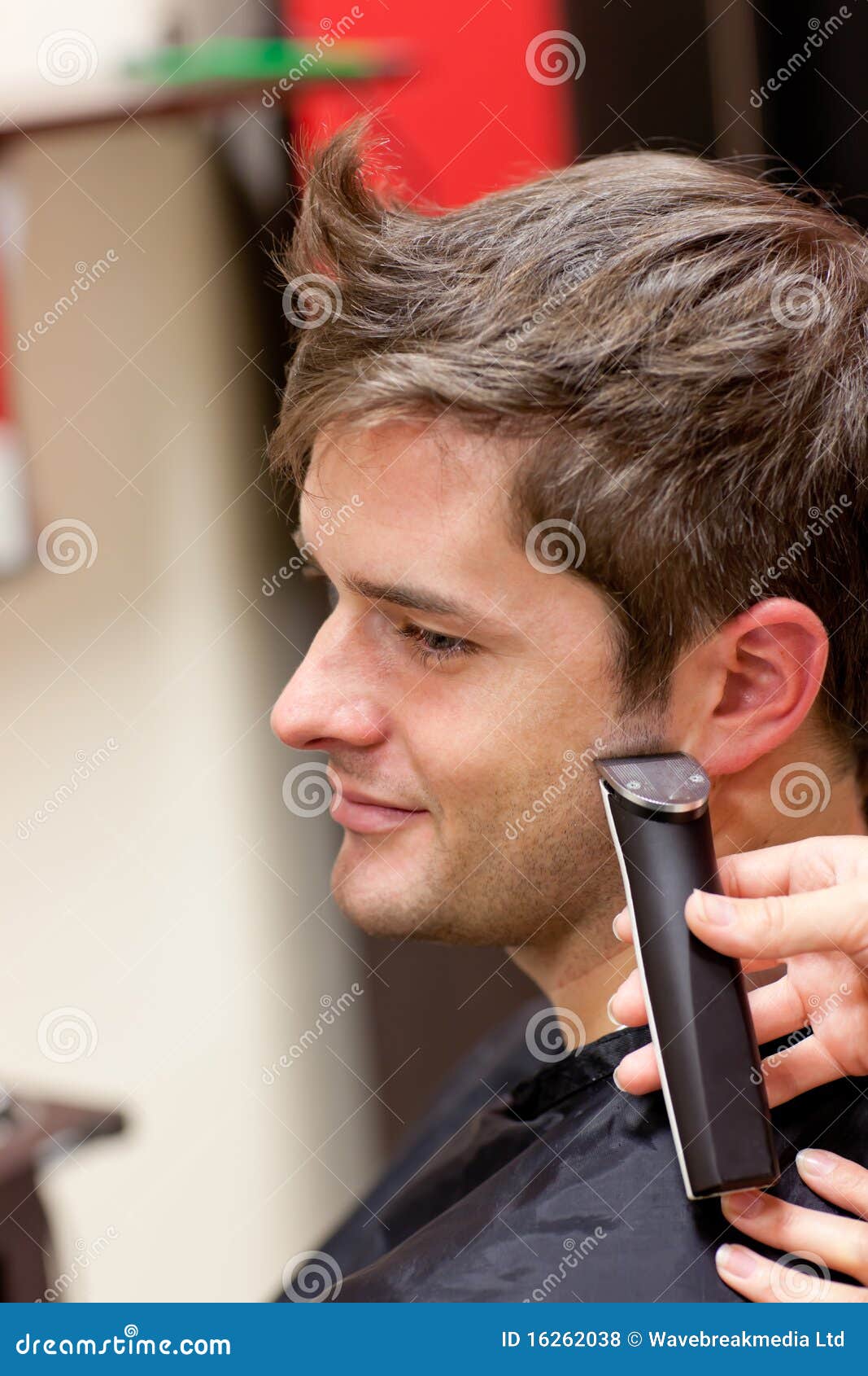 Side View of a Barber Shaving a Male Customer Stock Photo - Image of ...