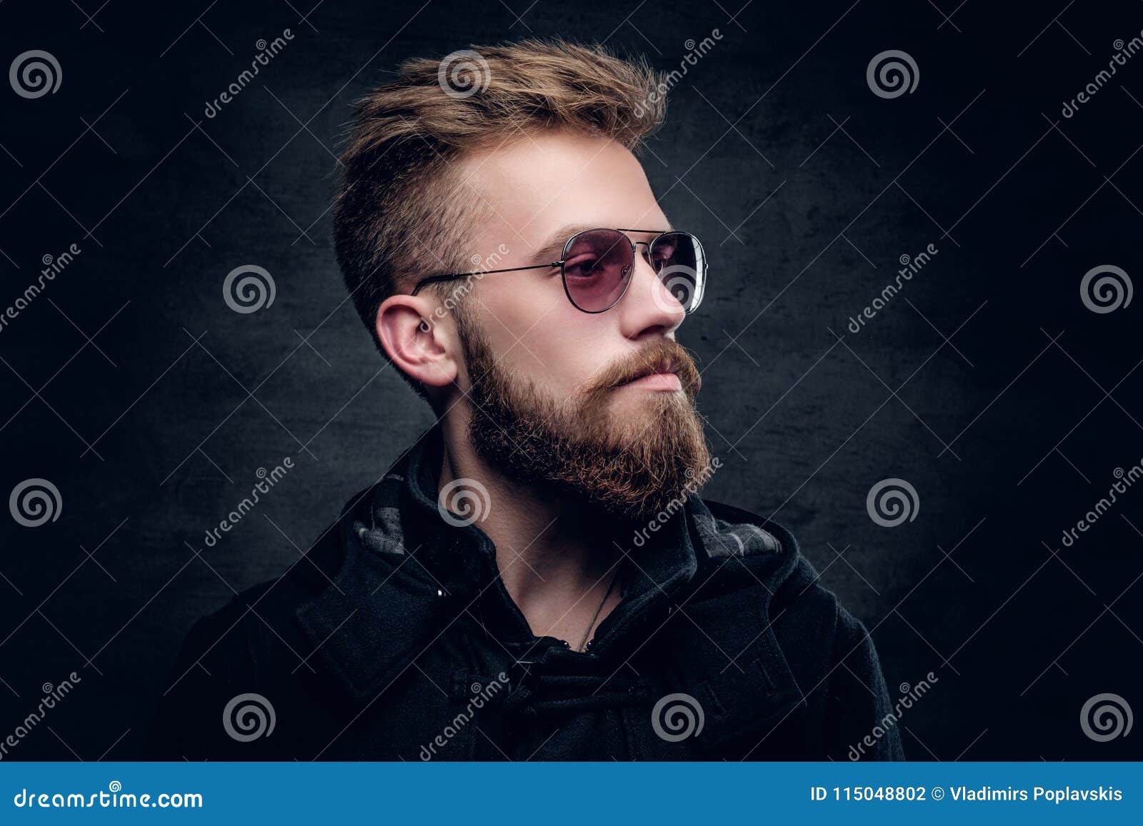 Side View of Bearded Male in Sunglasses. Stock Photo - Image of looking ...