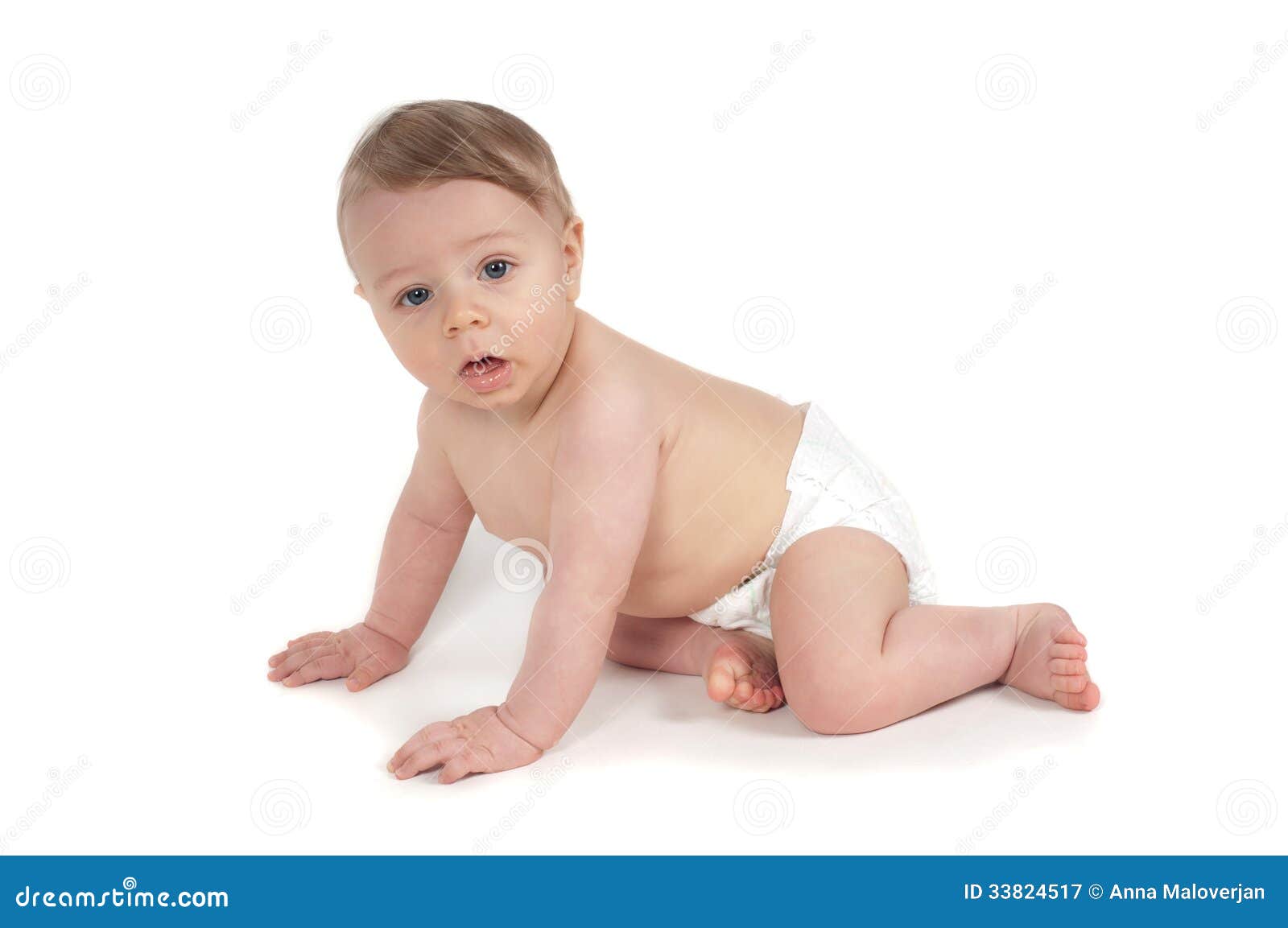Side View of Beautiful Crawling Baby Stock Image - Image of pretty ...
