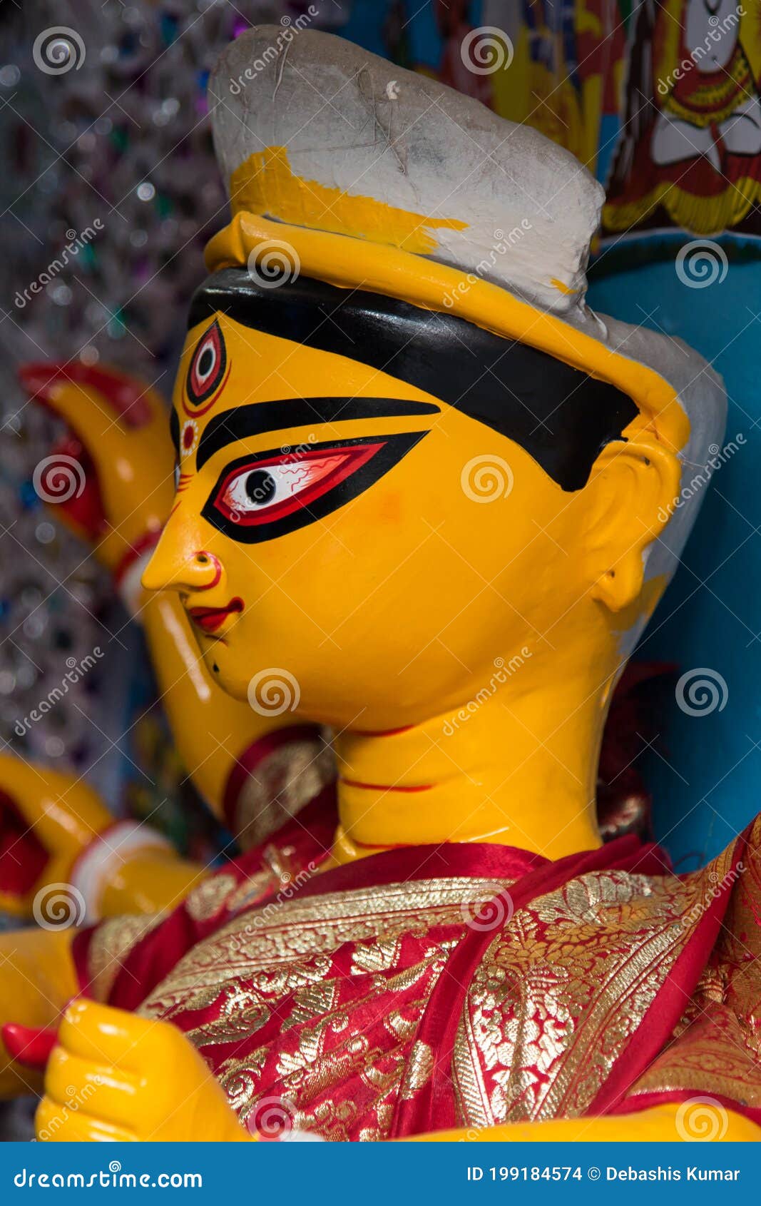 Side View of Beautiful Face of Goddess Durga Stock Photo - Image of ...