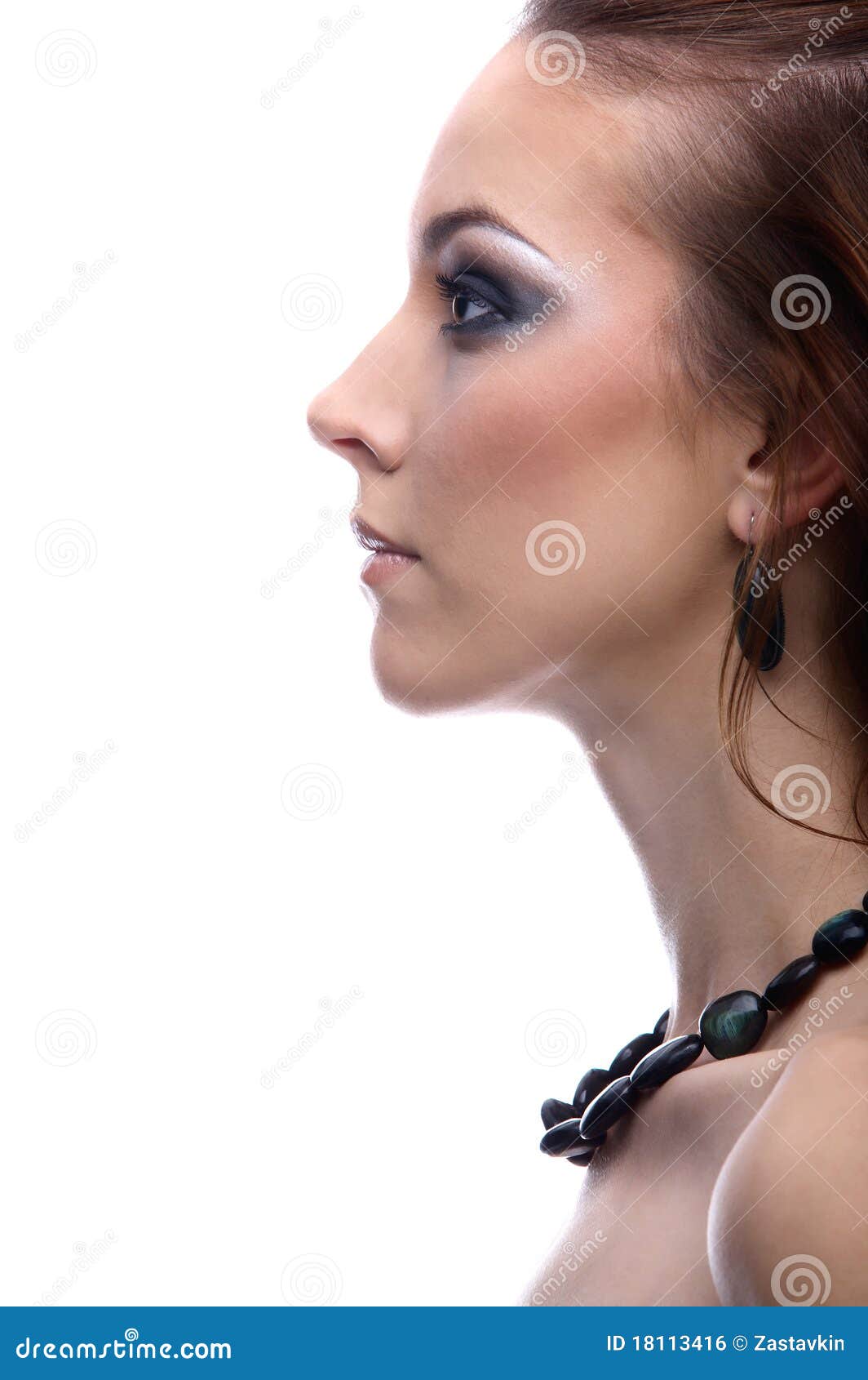 Side-view of Beautiful Model Stock Photo - Image of glamour, black ...