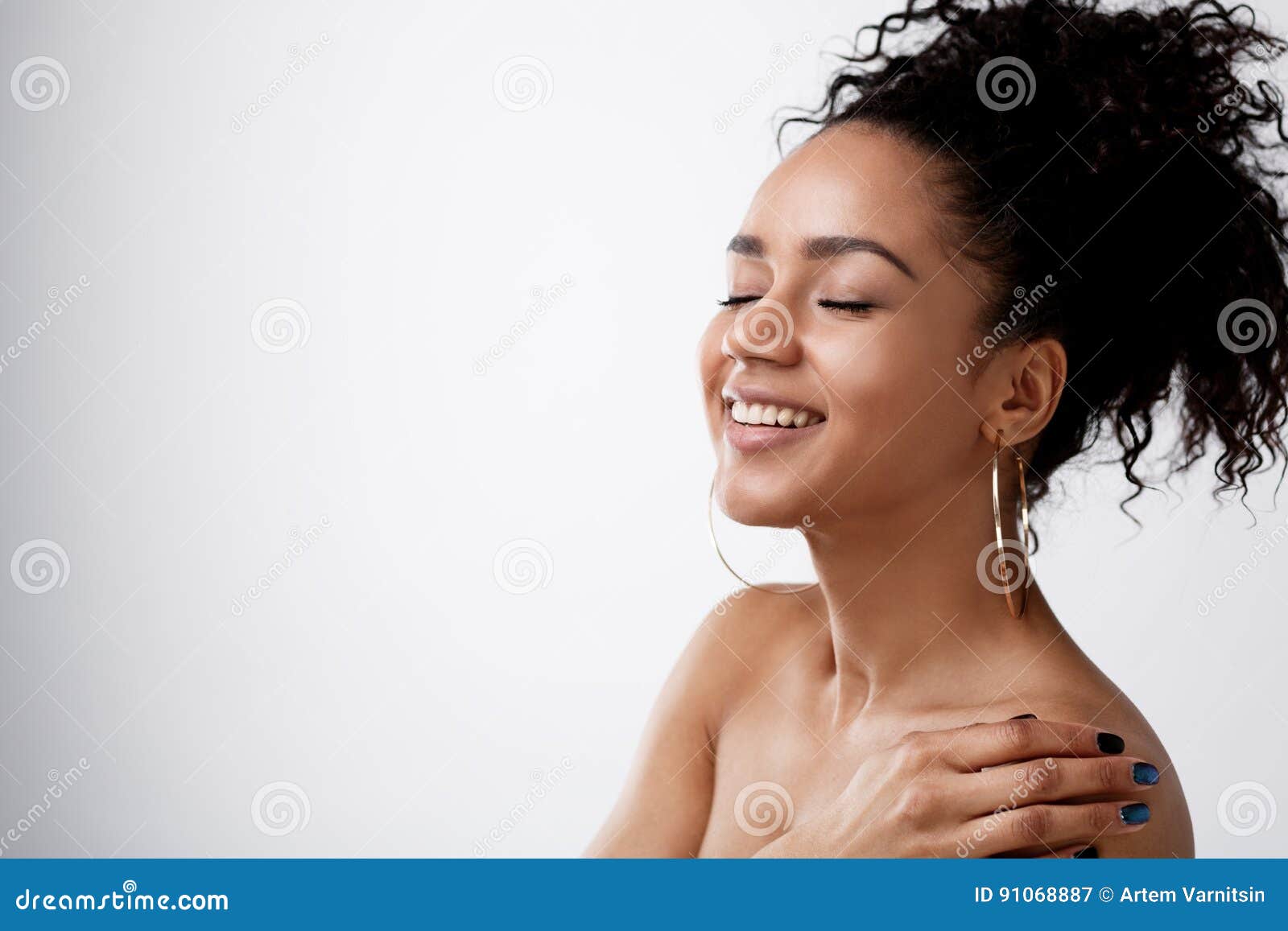 Side View of Beautiful Woman Stock Image - Image of closed, profile ...