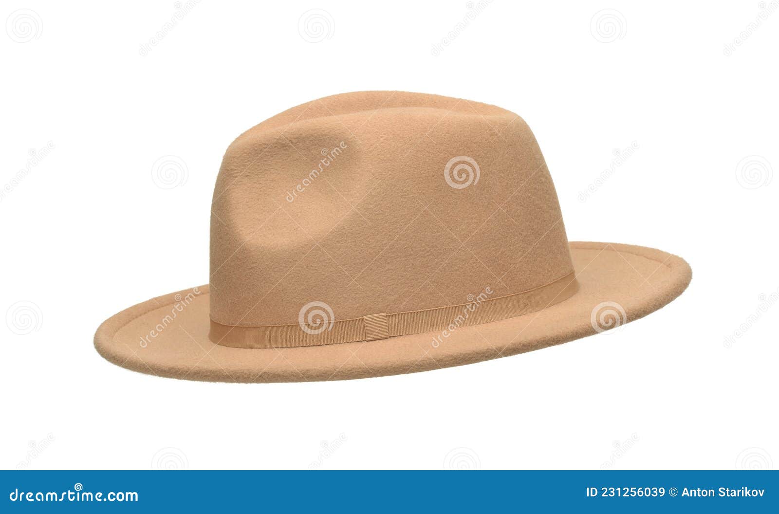 Side View of Beige Wide Brimmed Felt Hat Stock Image - Image of brim ...