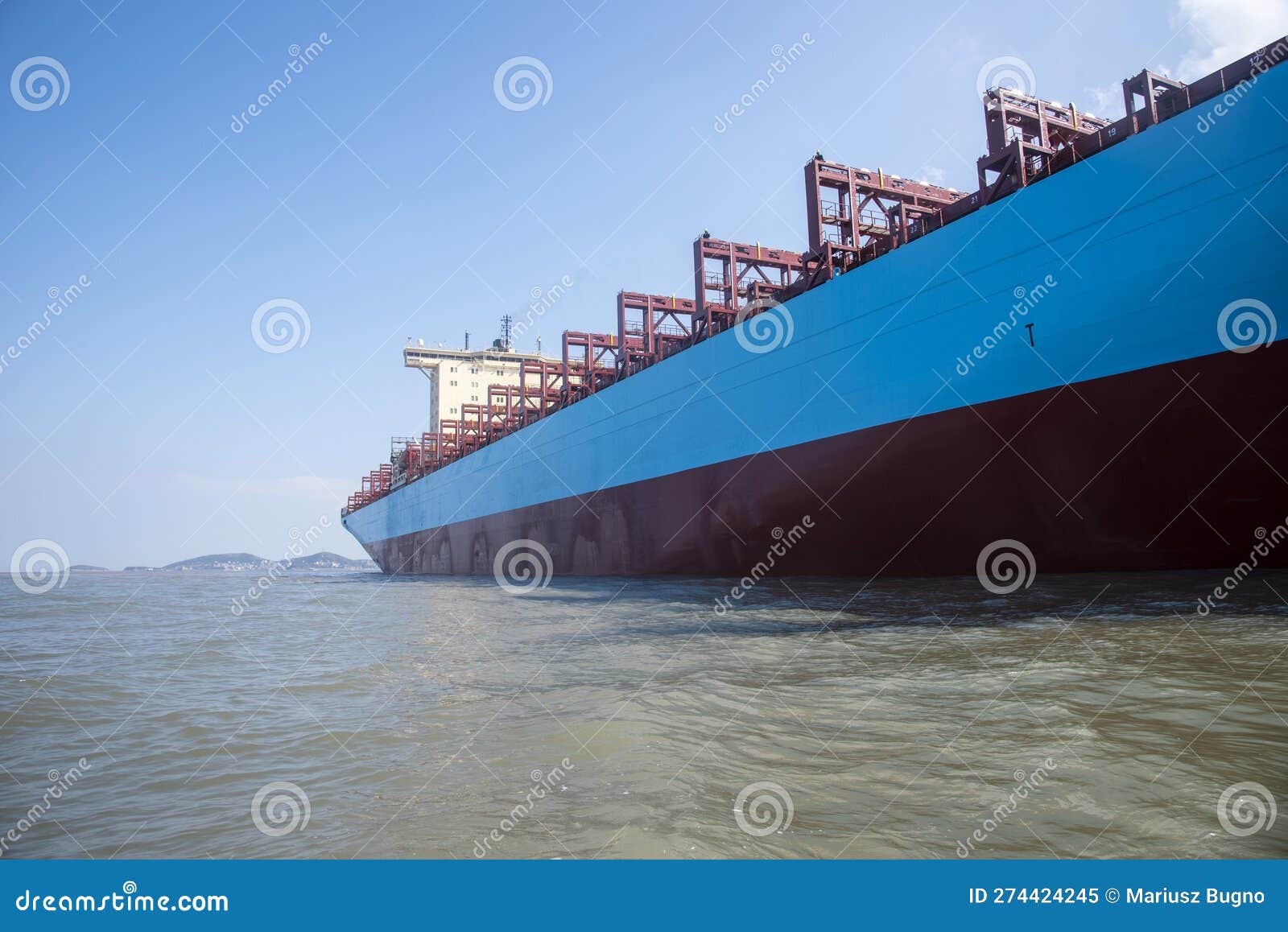 Side View of the Big Container Ship. Stock Image - Image of logistics ...