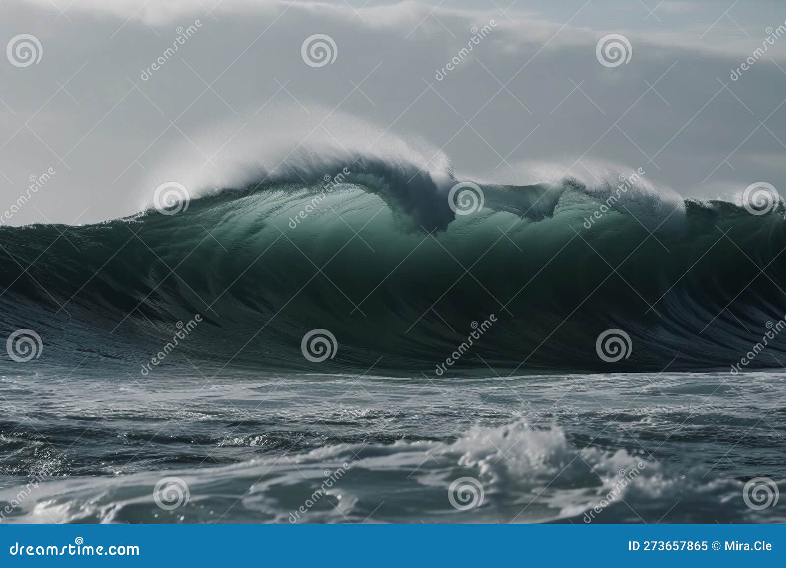 Side View at Big Ocean Wave, Created with Generative AI Stock ...