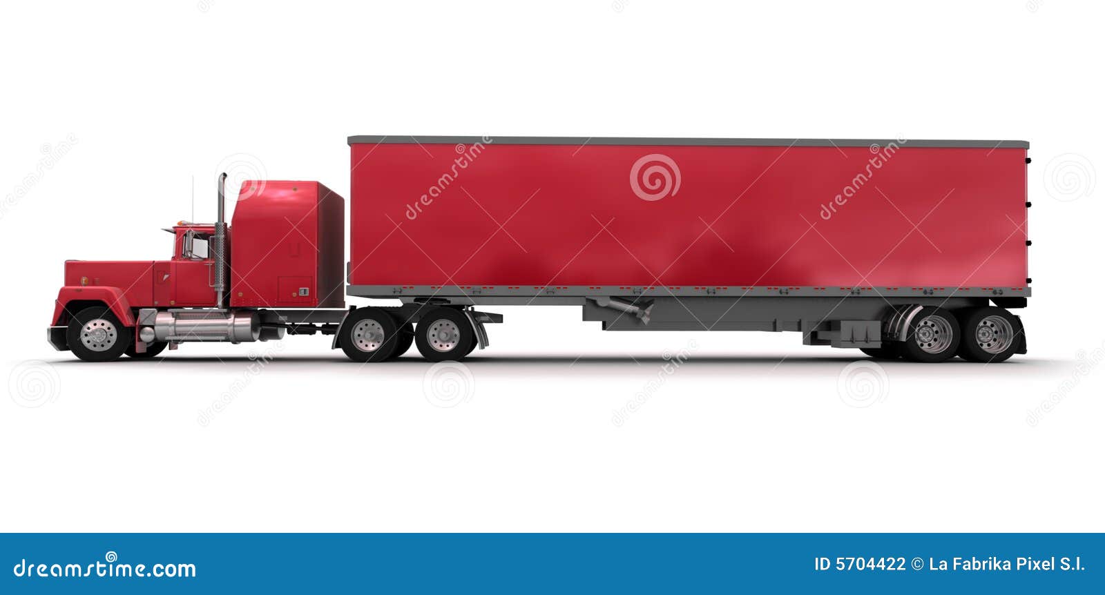 Side View of a Big Red Trailer Truck Stock Illustration - Illustration ...