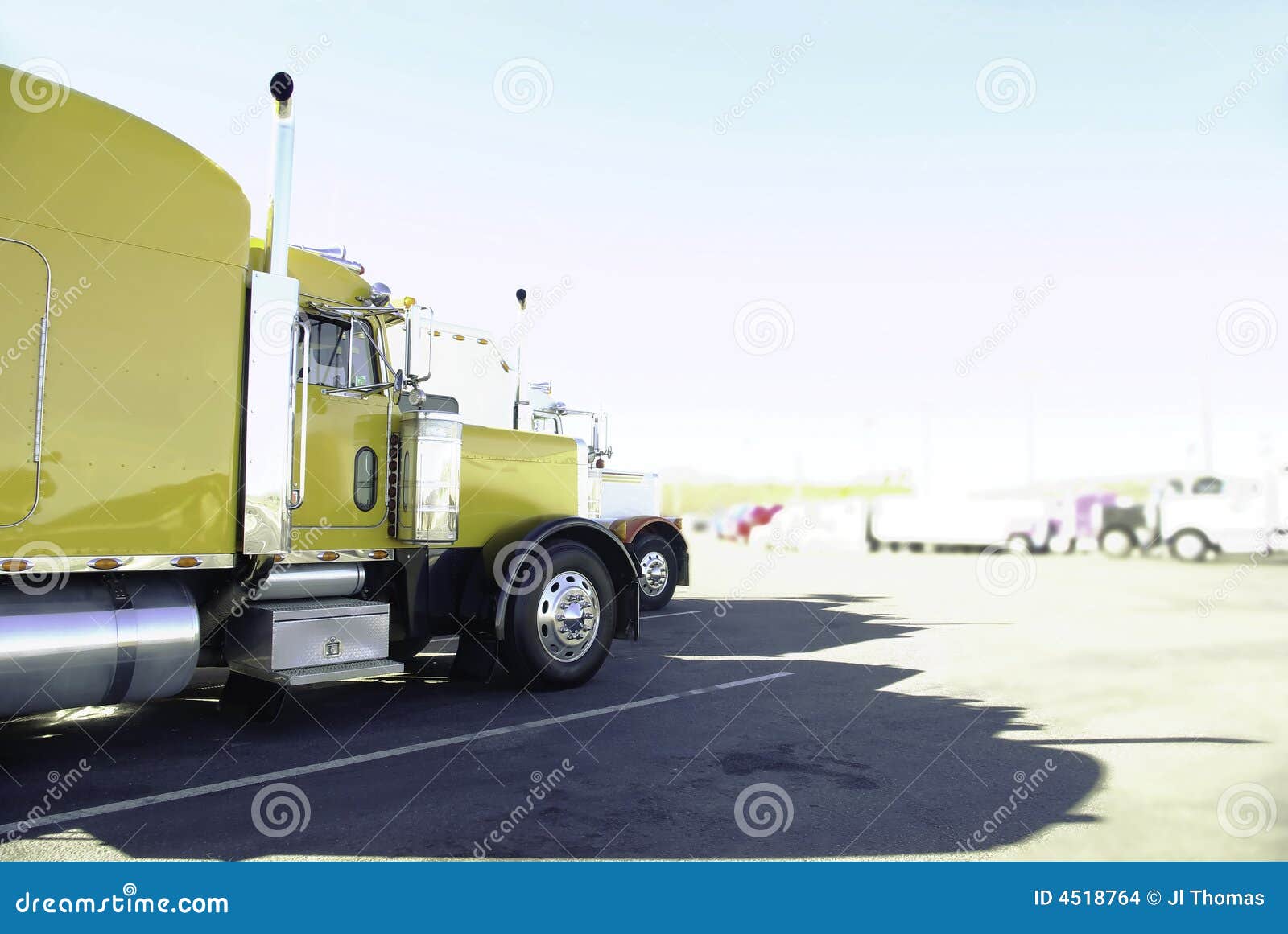 Side View of Big Shiny Trucks Stock Photo - Image of transportation ...