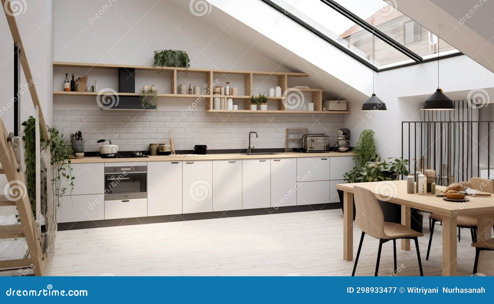 Side View of Black Built-in Oven and Beige Sink in Modern Kitchen ...
