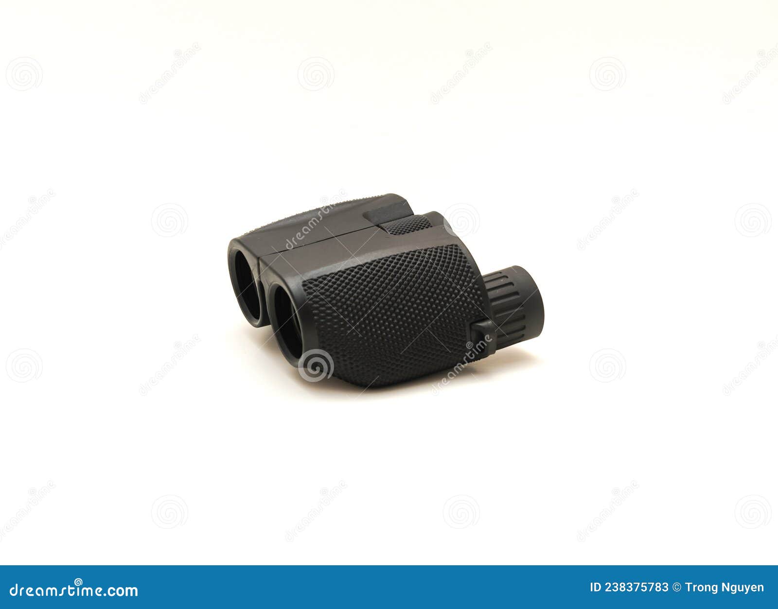 Side View a Black Compact Binoculars with Rubber Armor Ergonomic Steady ...