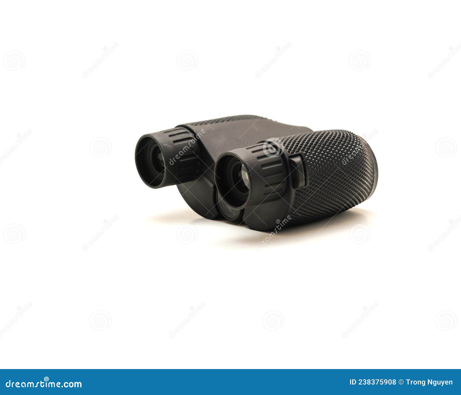 Side View a Black Compact Binoculars with Rubber Armor Ergonomic Steady ...