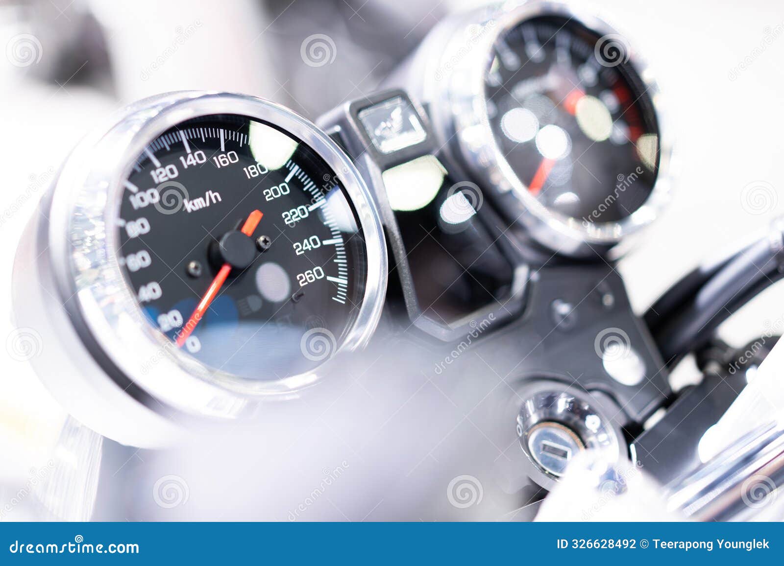 Side View of a Black Dial Showing the Speed of a Vintage Motorcycle ...