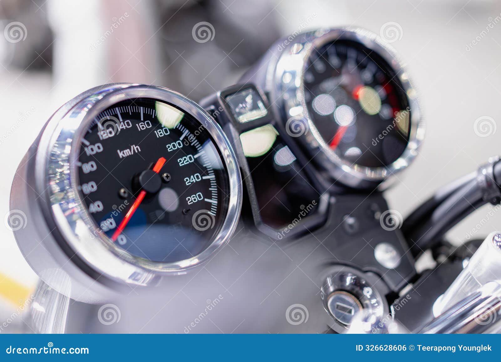 Side View of a Black Dial Showing the Speed of a Vintage Motorcycle ...