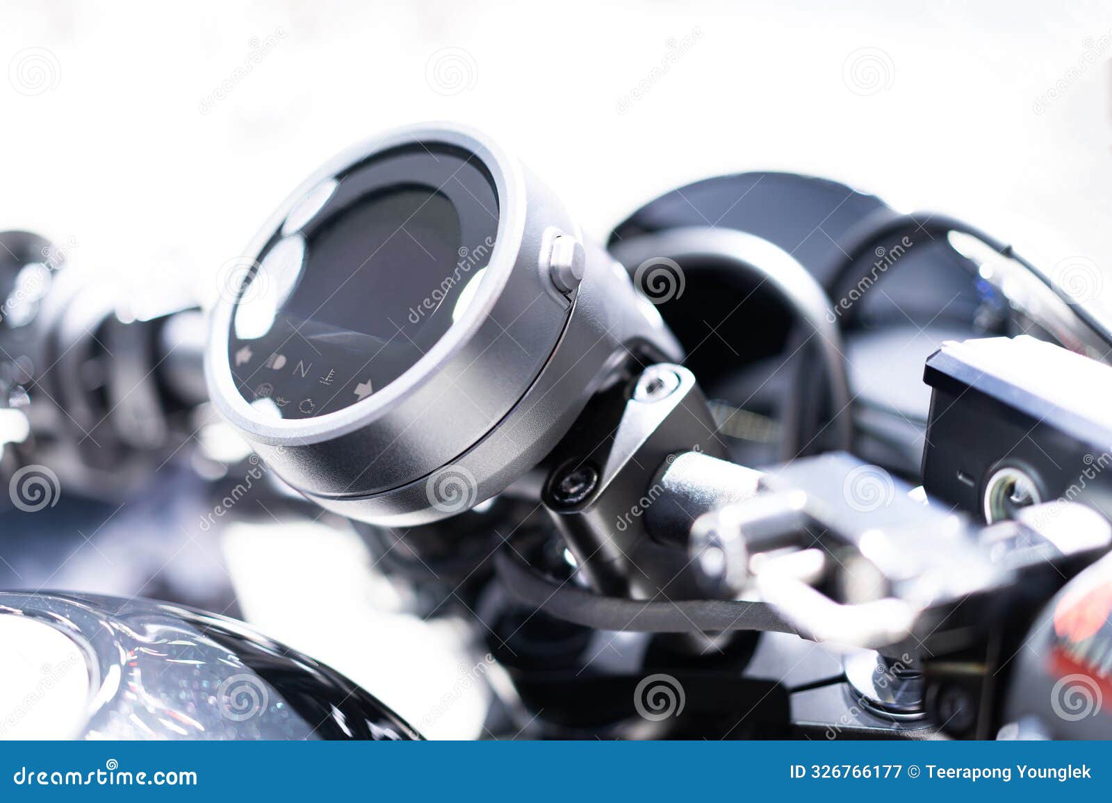 Side View of a Black Dial Showing the Speed of a Vintage Motorcycle ...