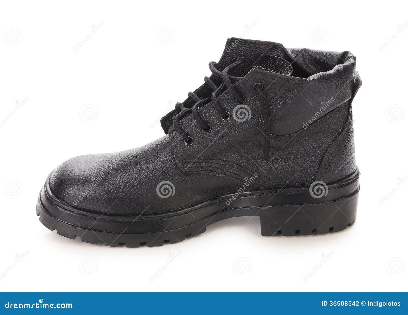 Side View of Black Leather Boot. Stock Photo - Image of foot, brown ...