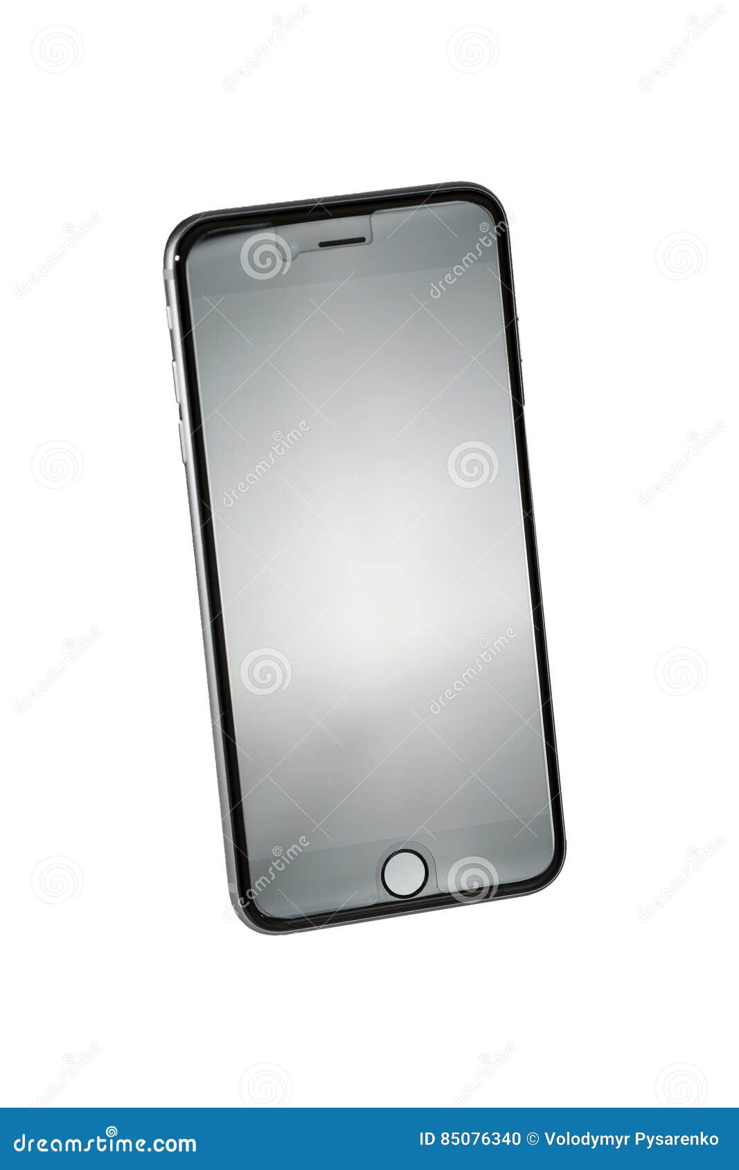 Side View of Black Mobile Phone Isolated on White Background Stock ...
