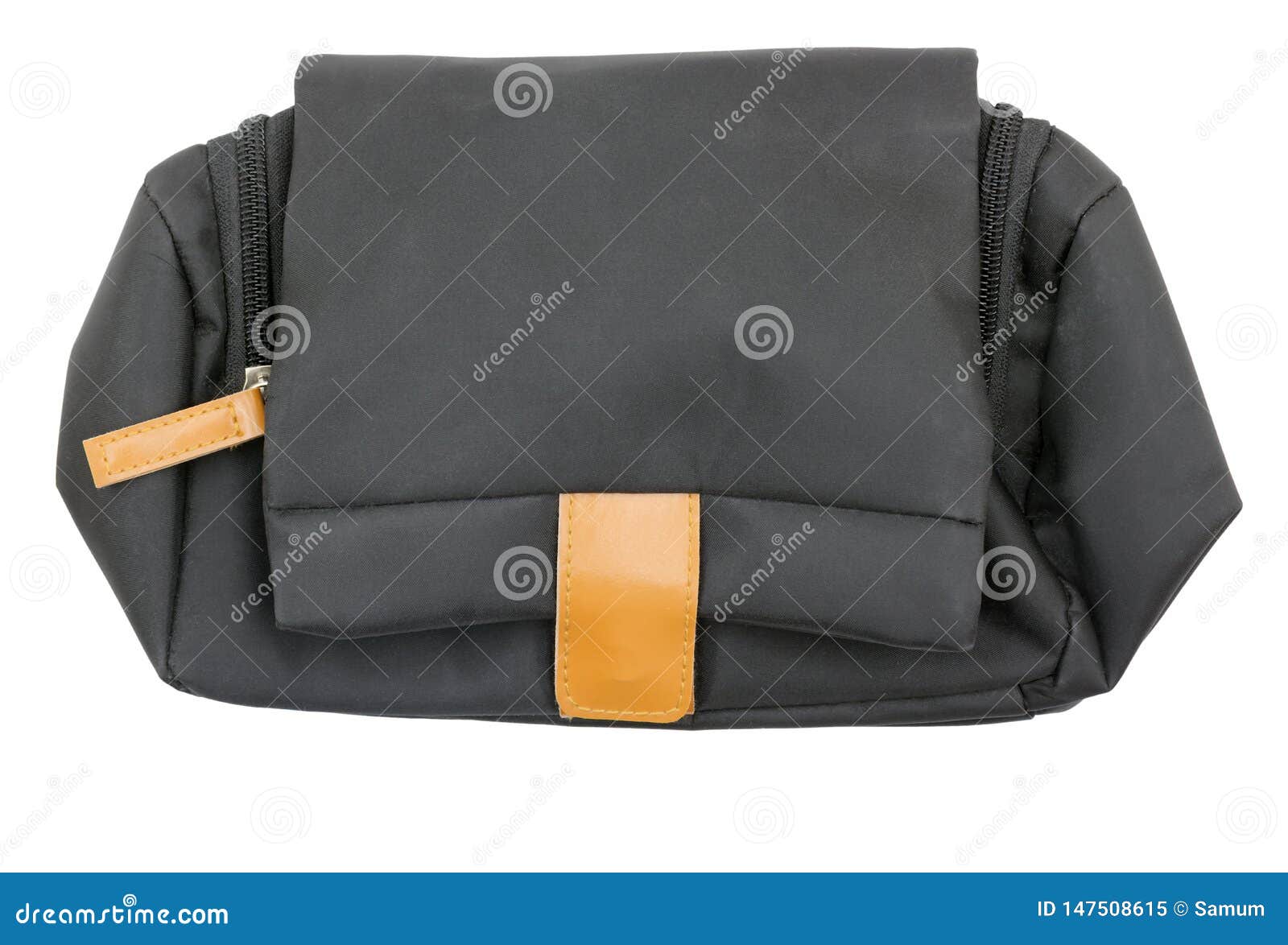 Side View of Black Toiletry Bag Isolated Stock Image - Image of makeup ...