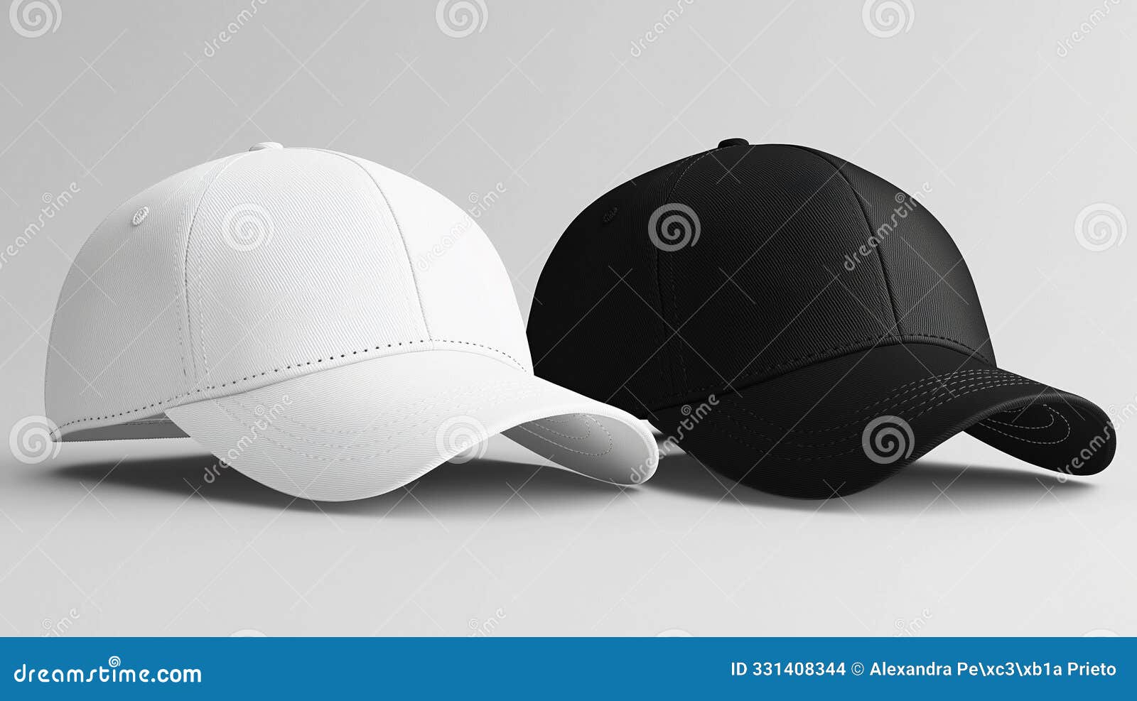 Side View of Black and White Baseball Caps Mockup Stock Photo - Image ...