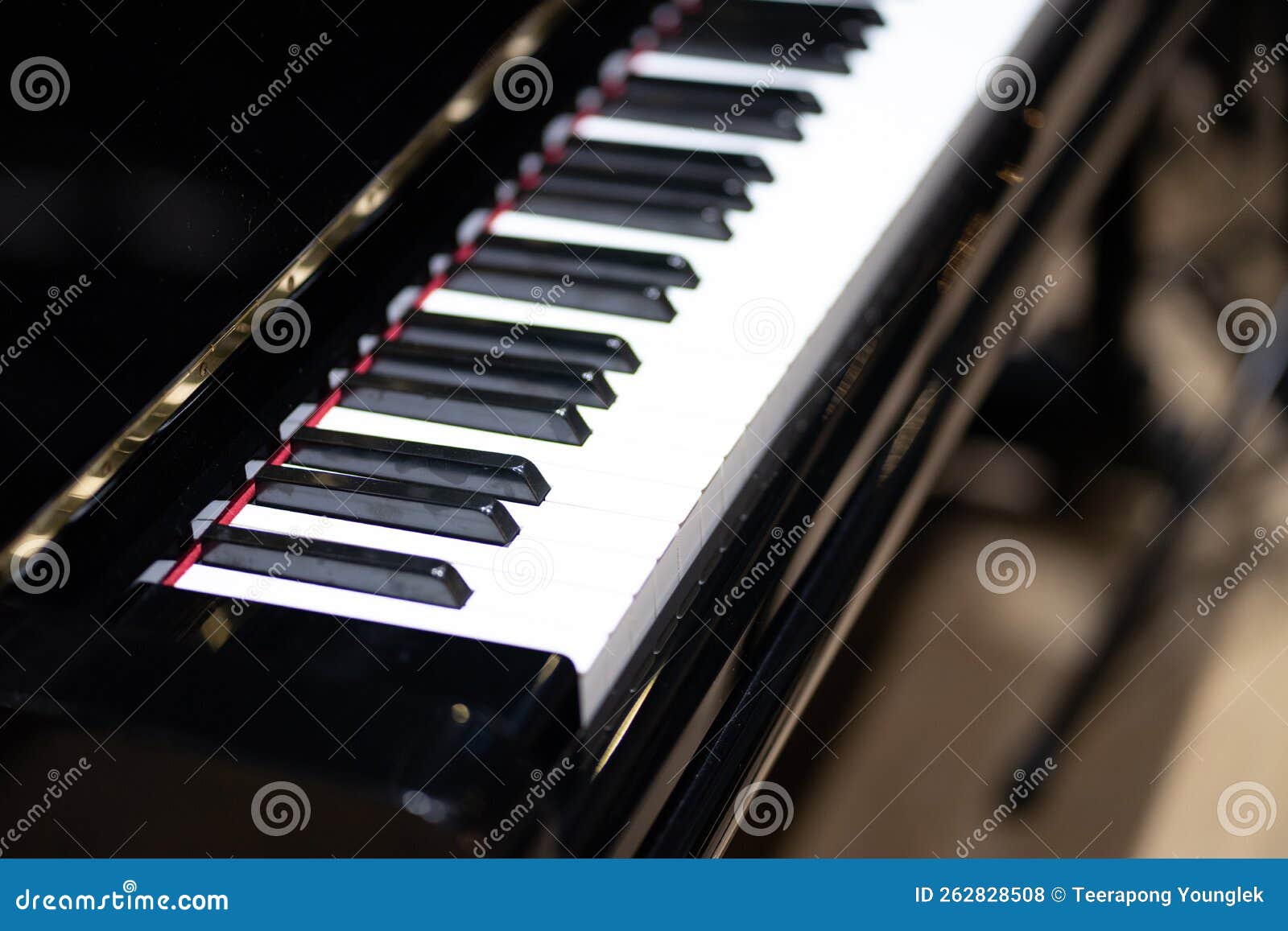 Side View of Black and White Piano Keyboard Stock Photo - Image of ...