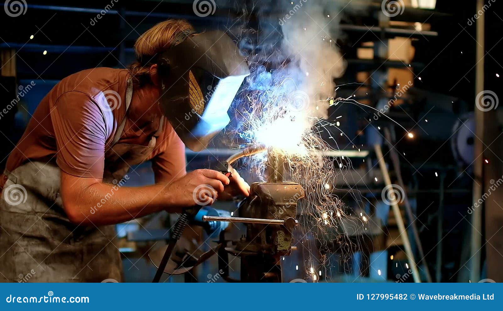 Blacksmith Using a Welding Torch in Workshop Stock Footage - Video of ...