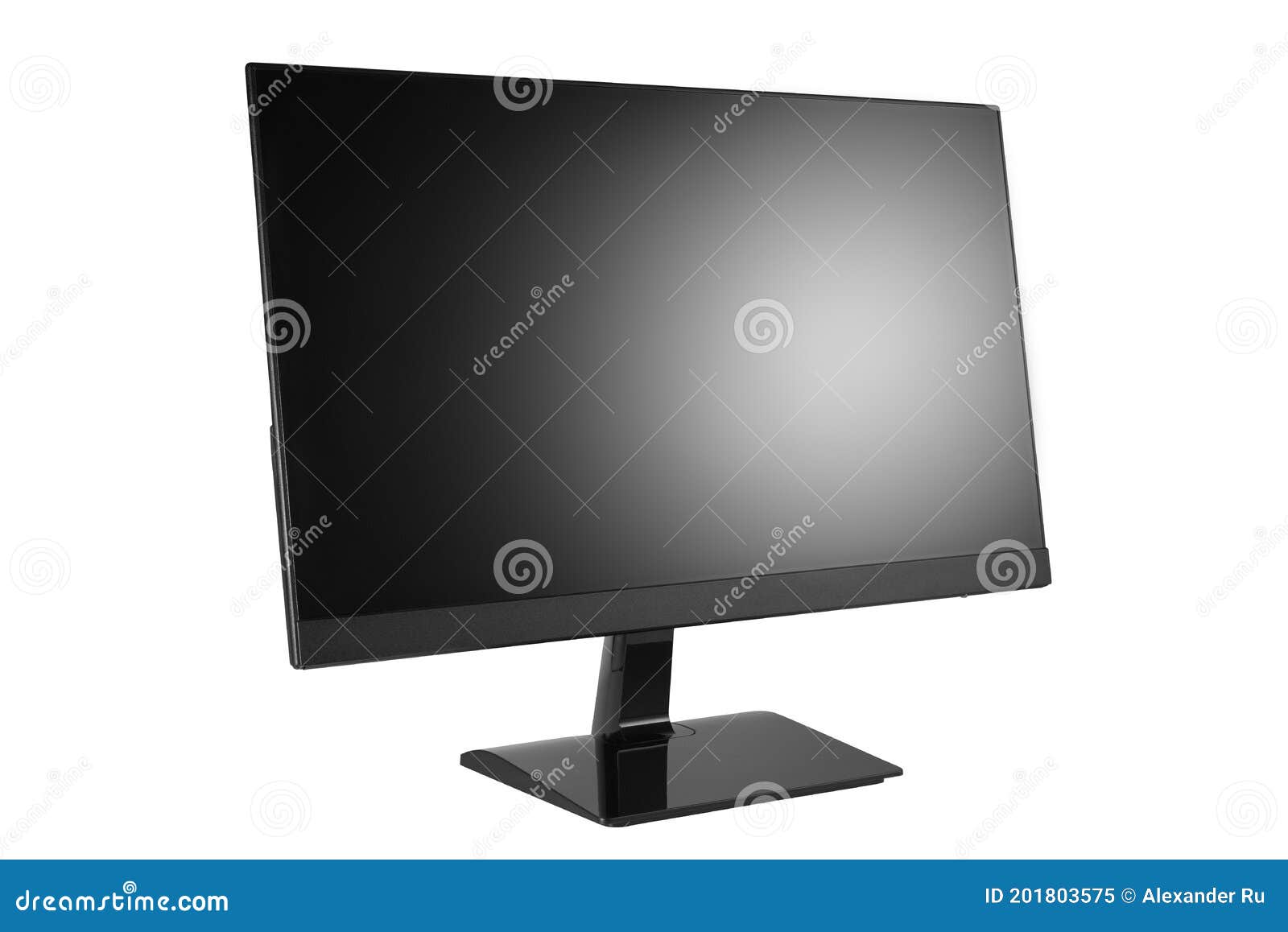 Side View of Blank Computer Monitor Isolated on White Background with ...