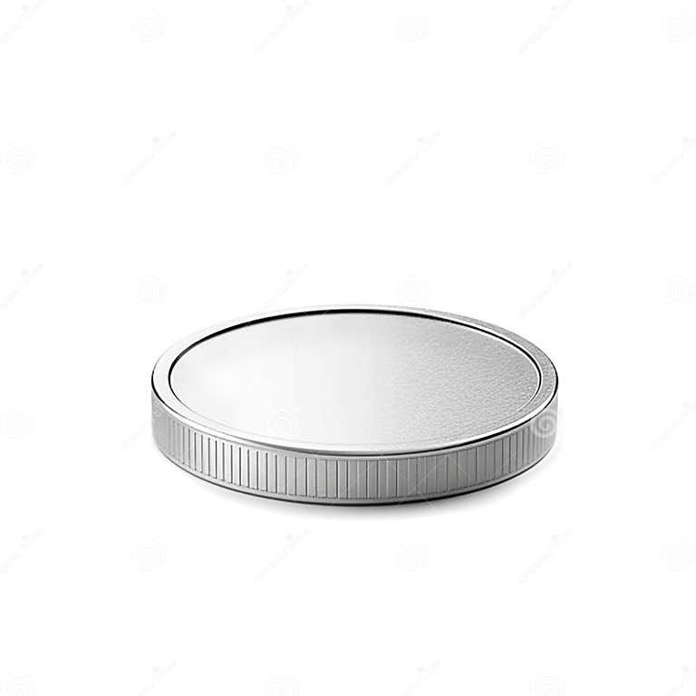 Side View of Blank Silver Coin on White Background, Created with ...