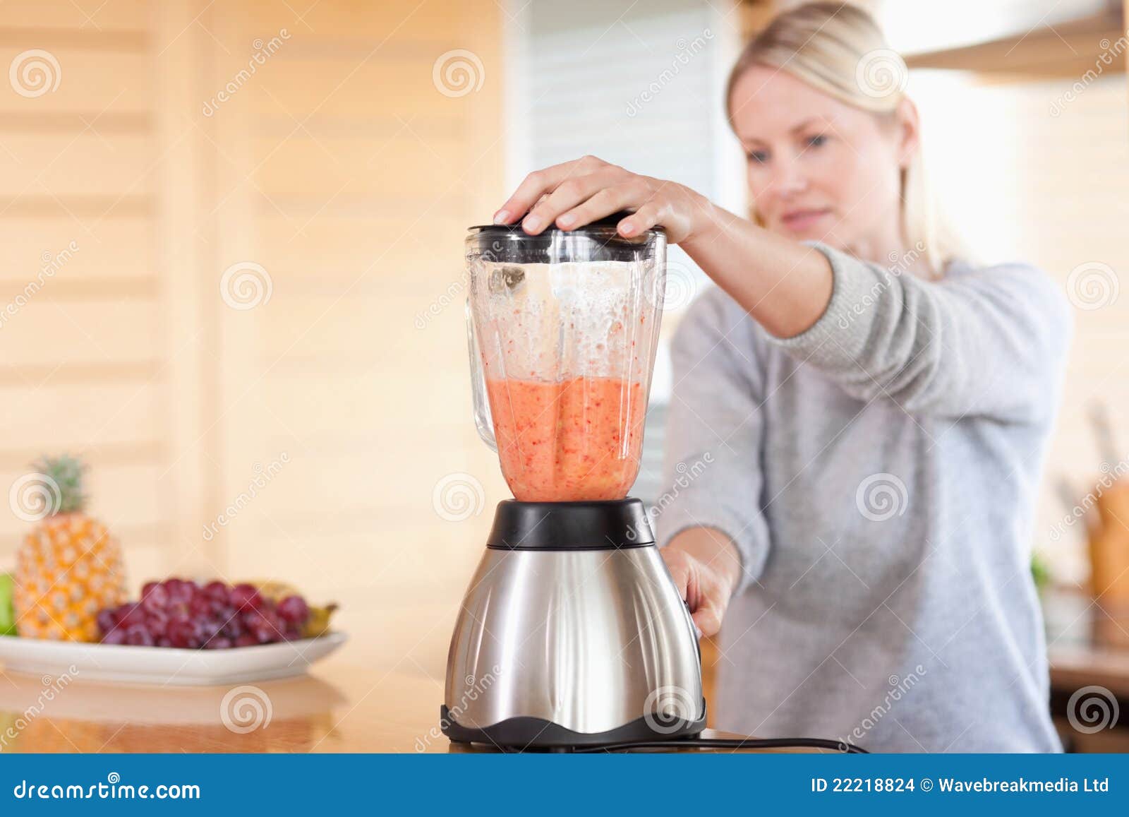 Side View of Blender Chopping Fruits Stock Photo - Image of chopping ...