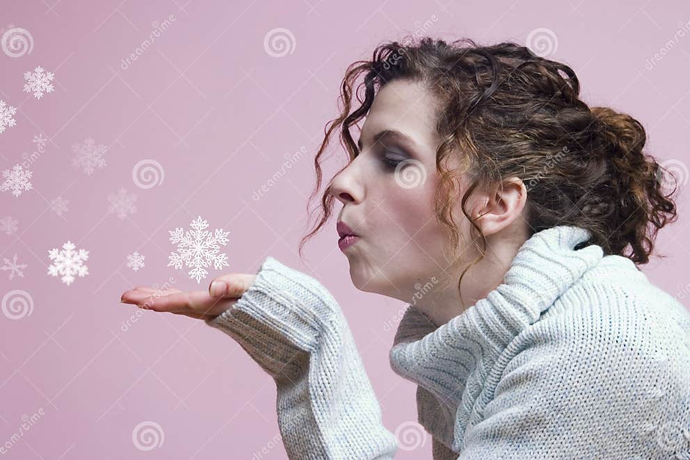 Side View Blowing Snowflakes Stock Image - Image of hair, chilly: 362029