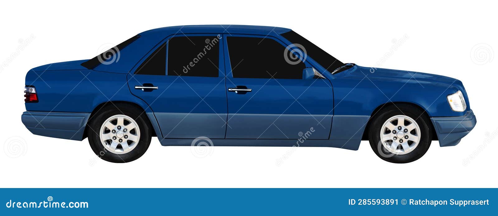 Side View Blue Sedan Car Isolated on White Background Stock Image ...