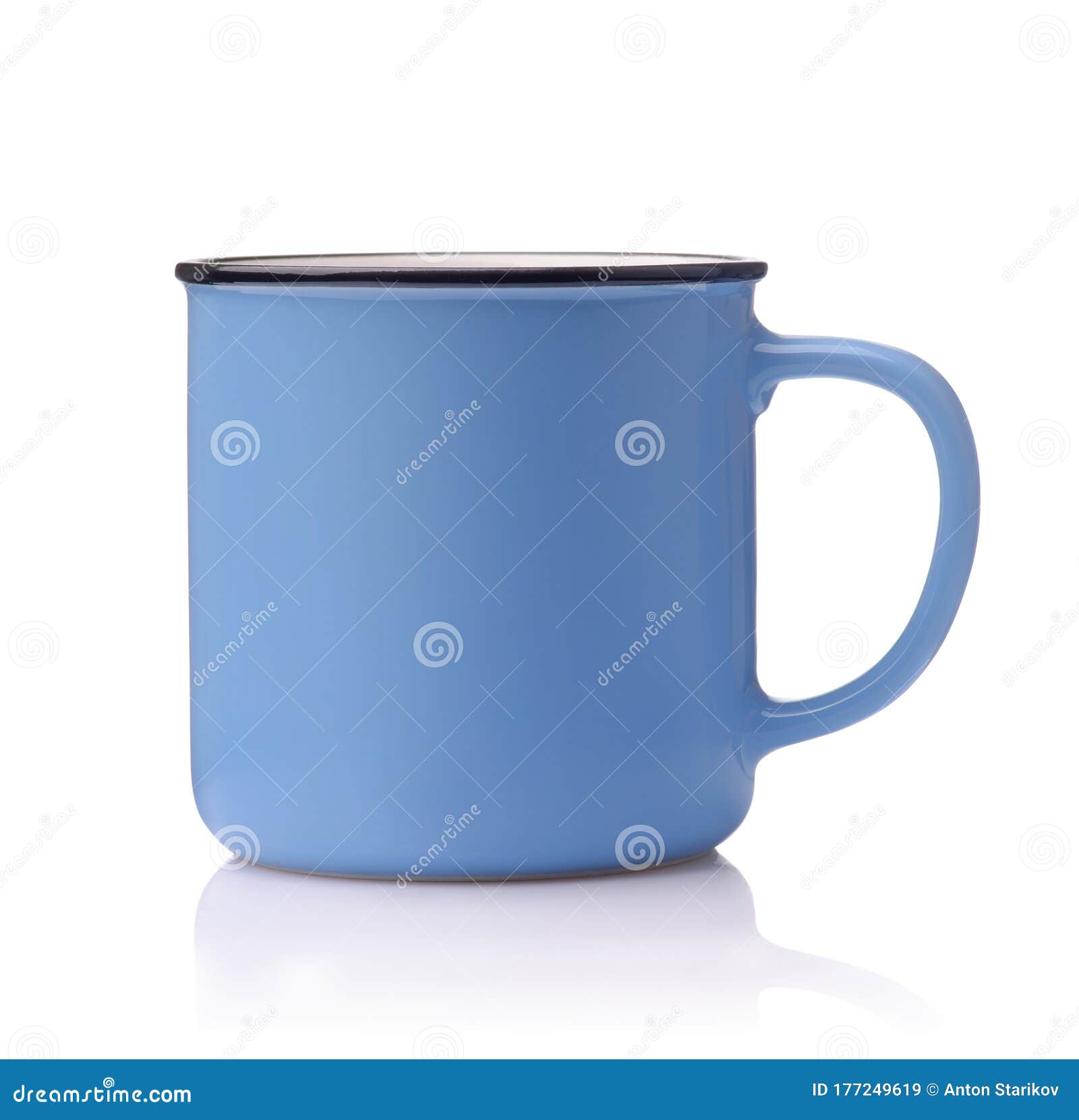Side View of Blue Ceramic Coffee Mug Stock Image - Image of classic ...