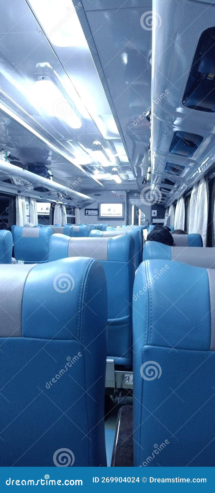 The Side View, Blue Chair of Train Stock Photo - Image of minibus, blue ...