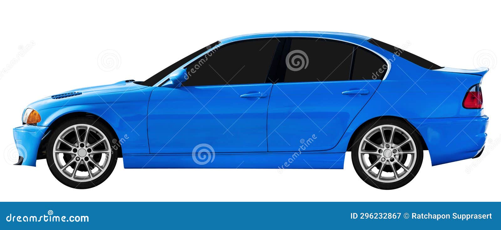 Side View Blue Sedan Car Isolated on White Background Stock Image ...