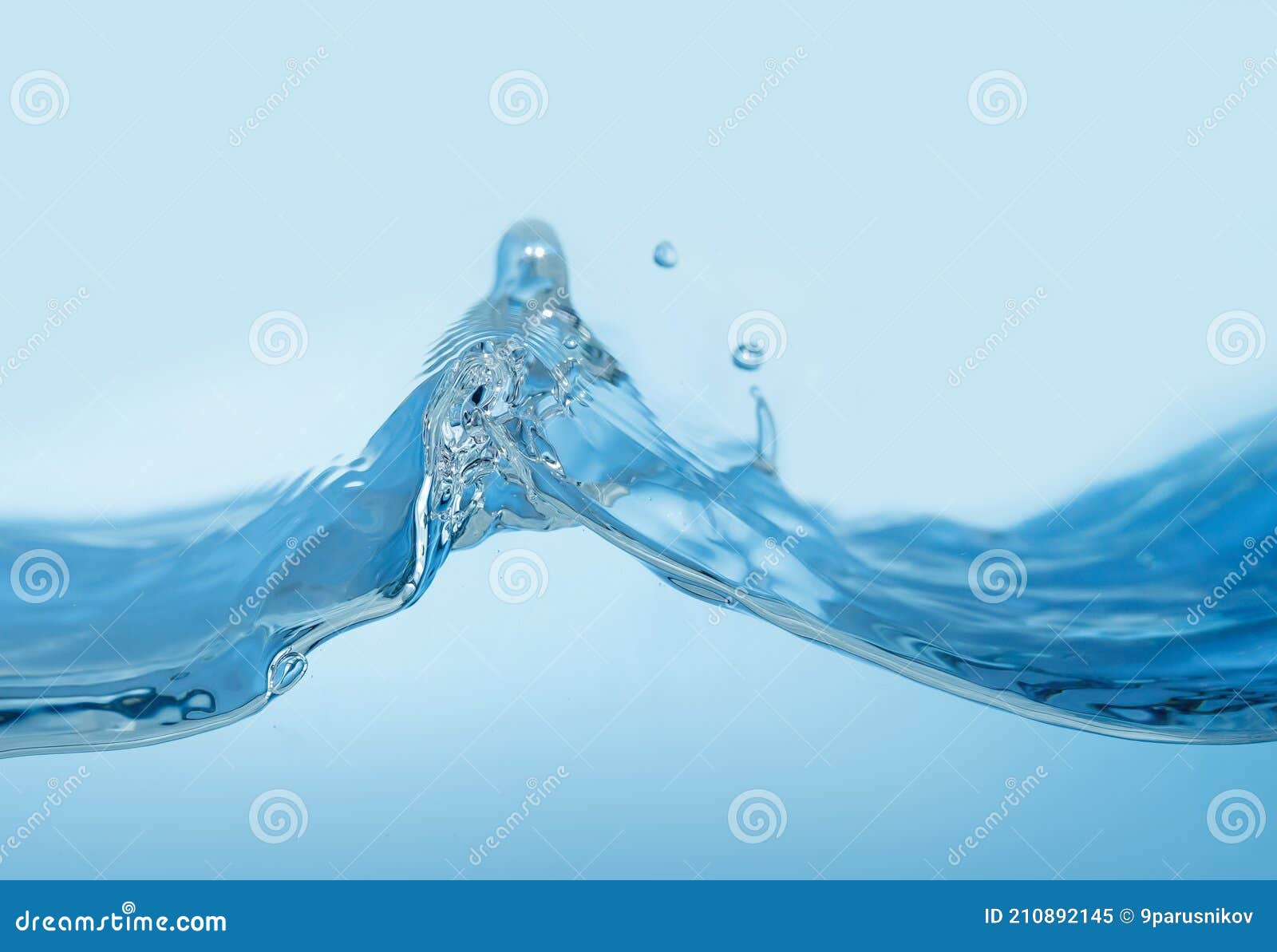 Side View of Blue Water Waves and Splashes Stock Image - Image of ...