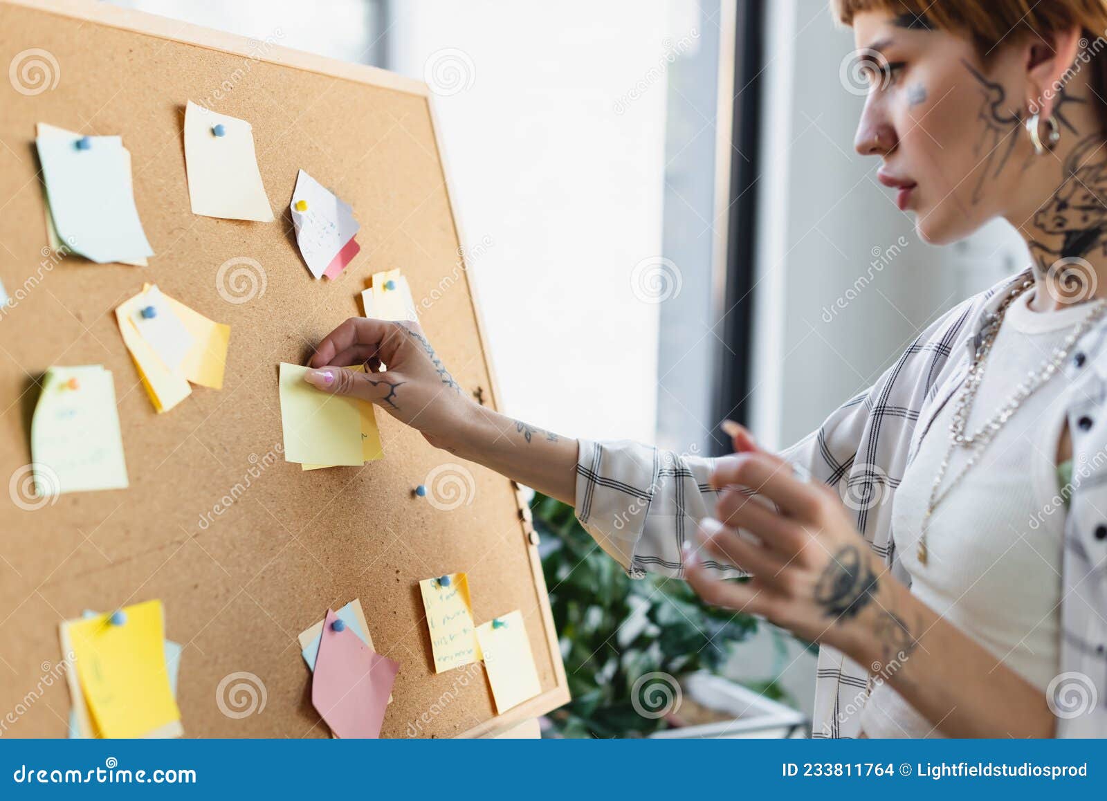 Side View of Blurred Woman with Stock Photo - Image of corkboard ... Side View of Blurred Woman with Stock Photo - Image of corkboard ...