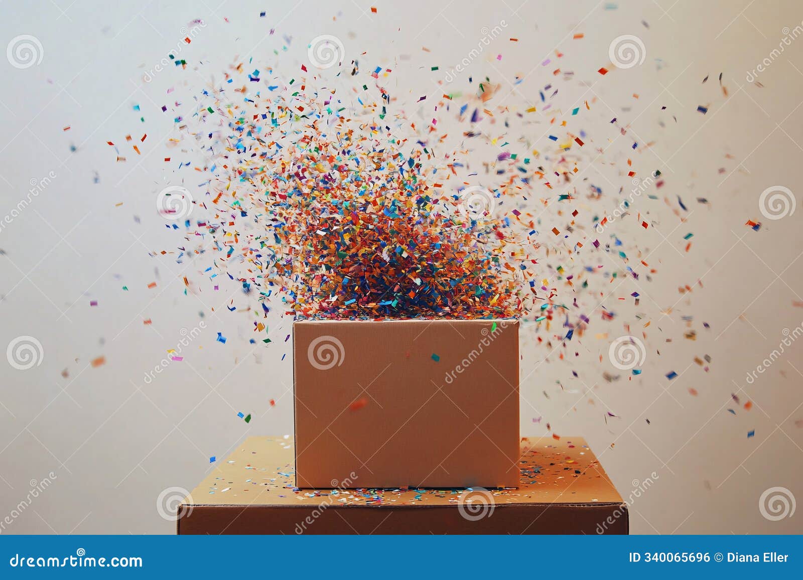 Side View of Box with Confetti Explosion Stock Illustration ...