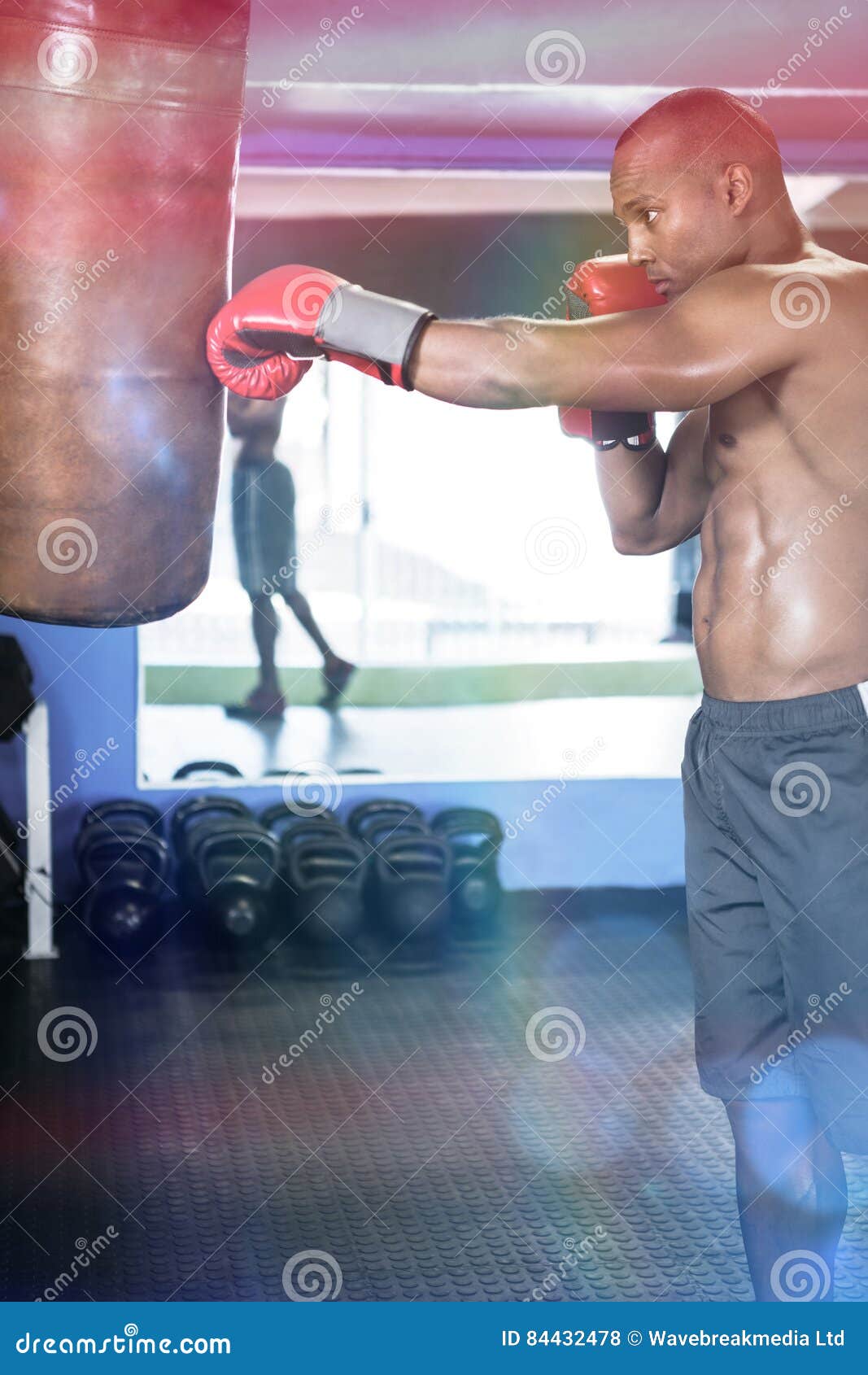Side View of Boxer Punching Bag Stock Photo - Image of full, class ...