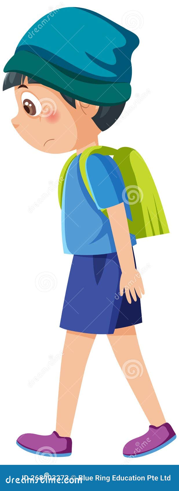 Side View of Boy Walking with Scowl Face Expression Stock Vector ...