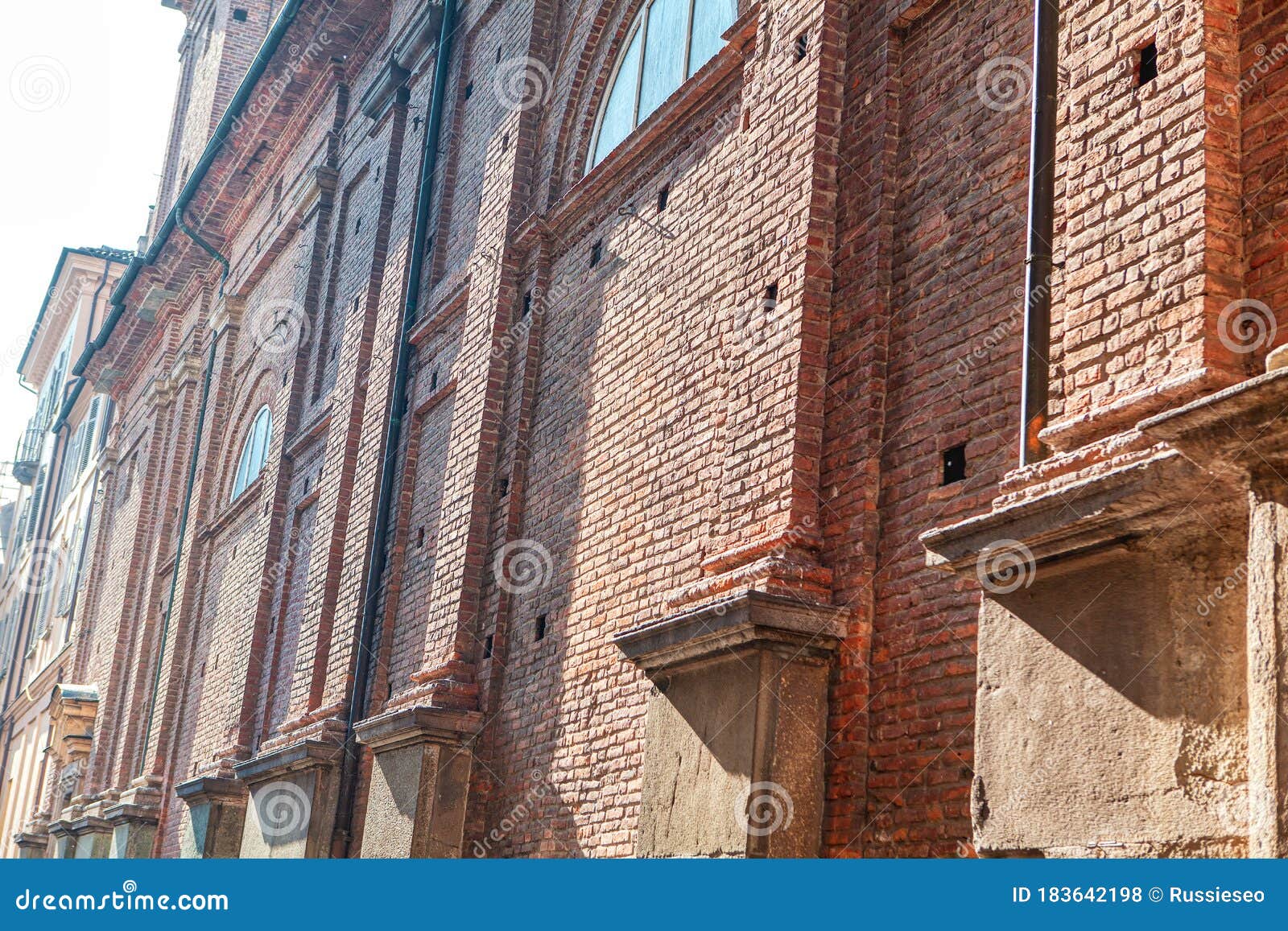 Side view of brick wall stock photo. Image of estate - 183642198