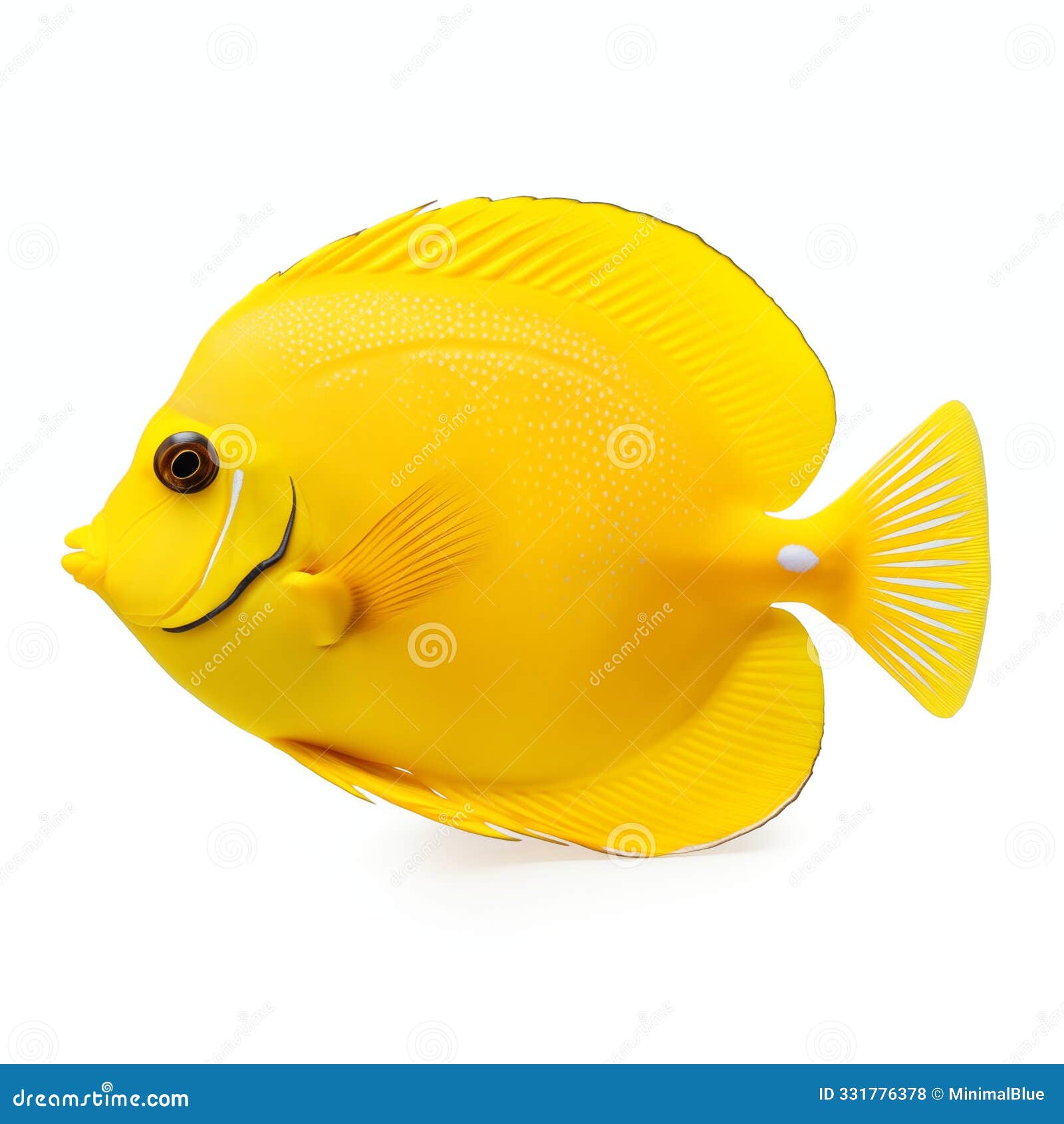 Side View of a Bright Yellow Tang Fish Against a White Background Stock ...