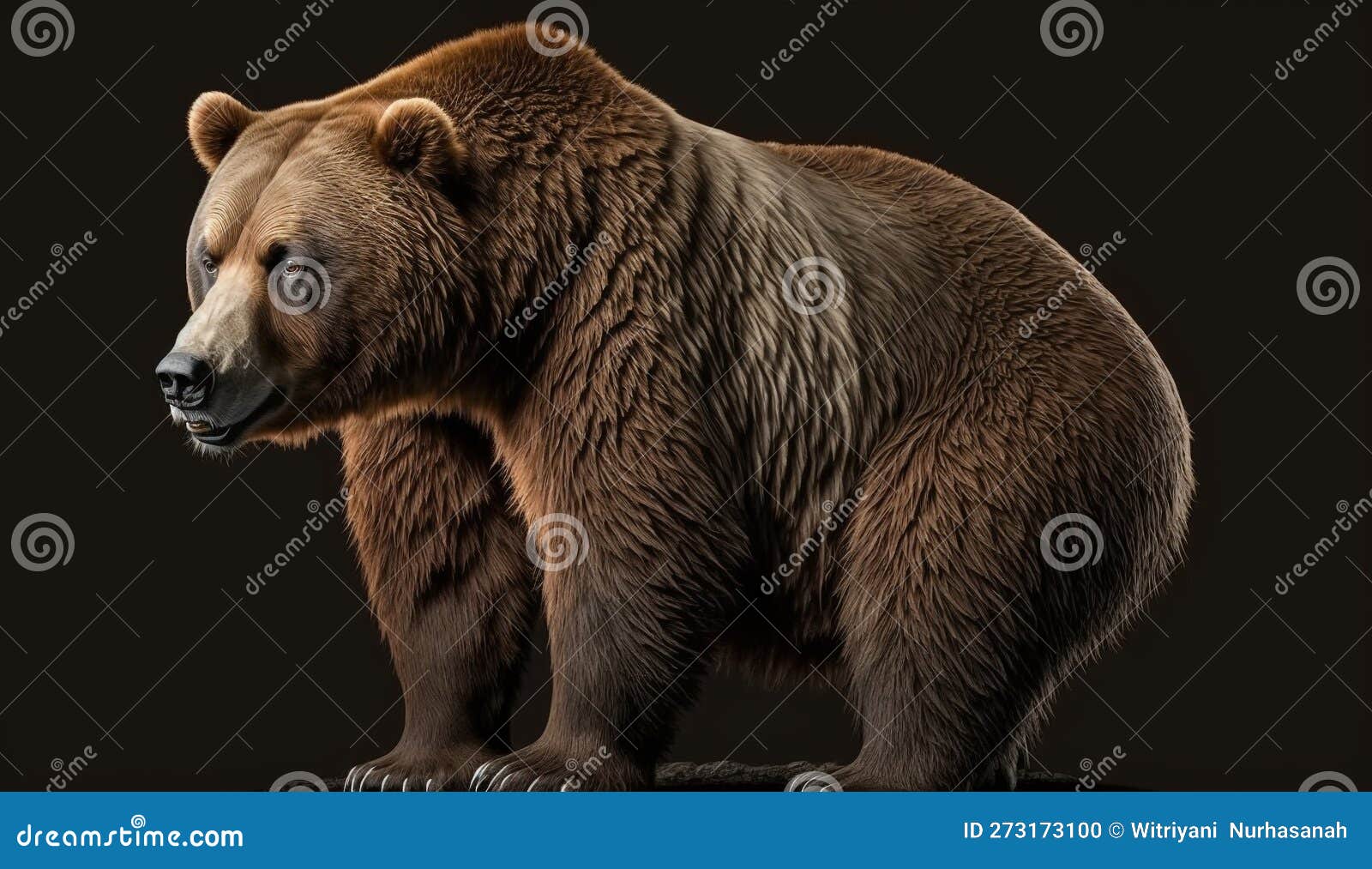 Side View Brown Bear Isolated on Black Background Stock Illustration ...
