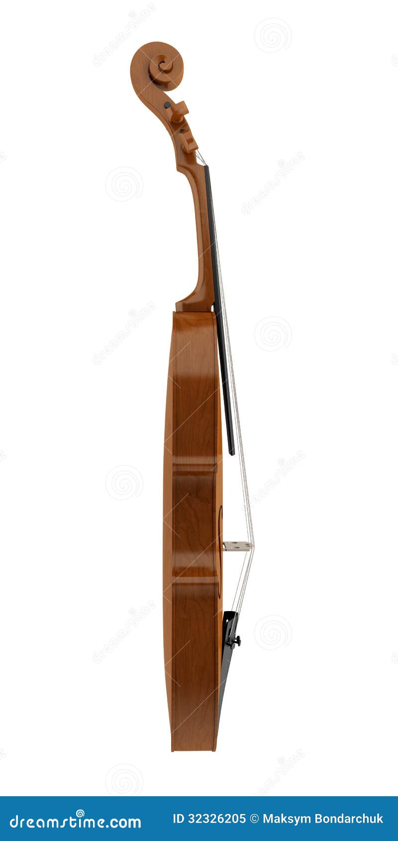 Side View of Brown Violin Isolated on White Stock Illustration ...