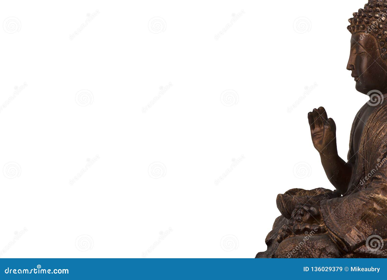 Side View of Buddha Statue Isolated on White in Background. Stock Image ...