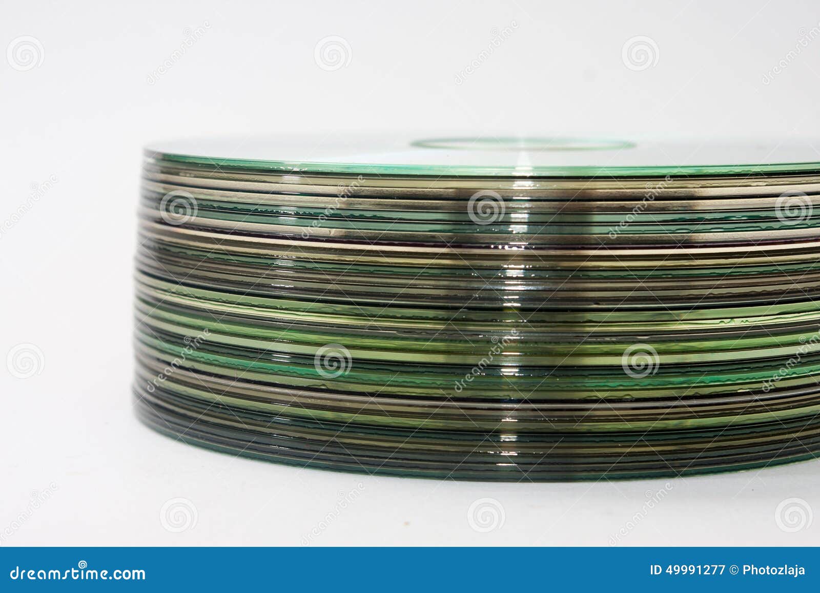 Side View of a Bunch of Old Compact Discs Stock Image - Image of ...