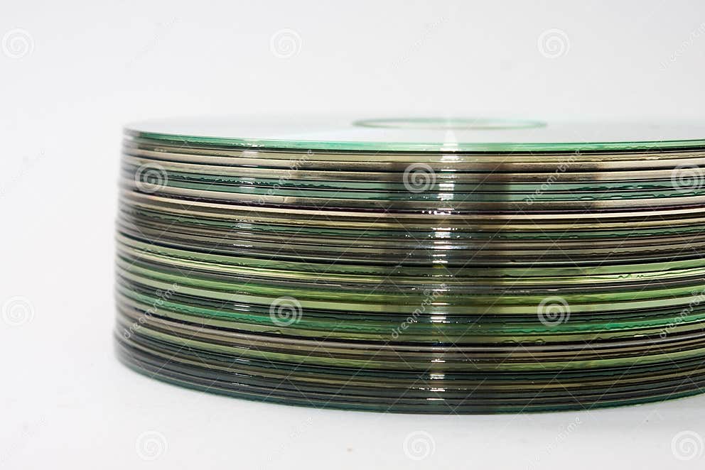 Side View of a Bunch of Old Compact Discs Stock Image - Image of ...