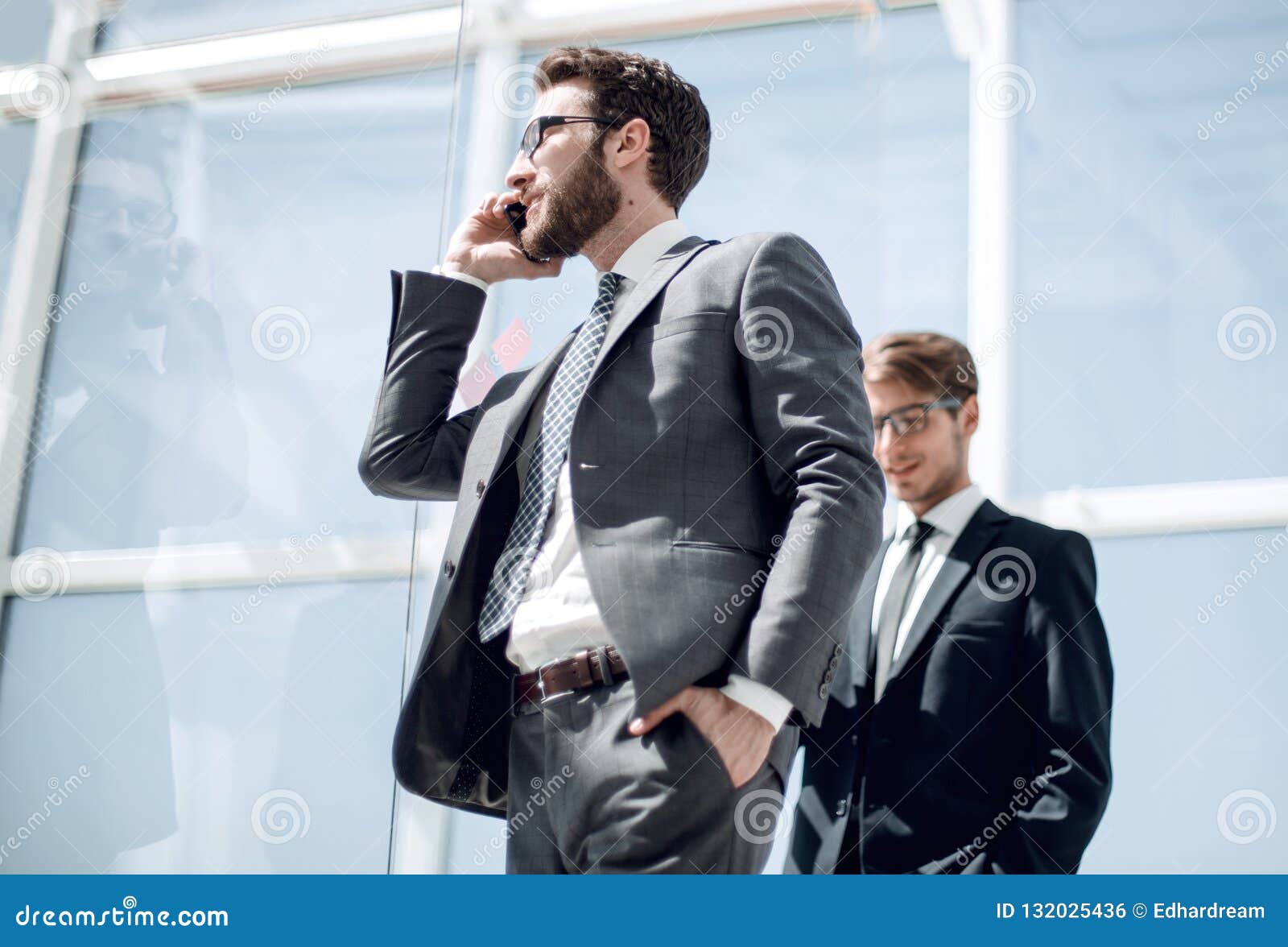 Side View.business Man Talking on Mobile Phone Stock Photo - Image of ...