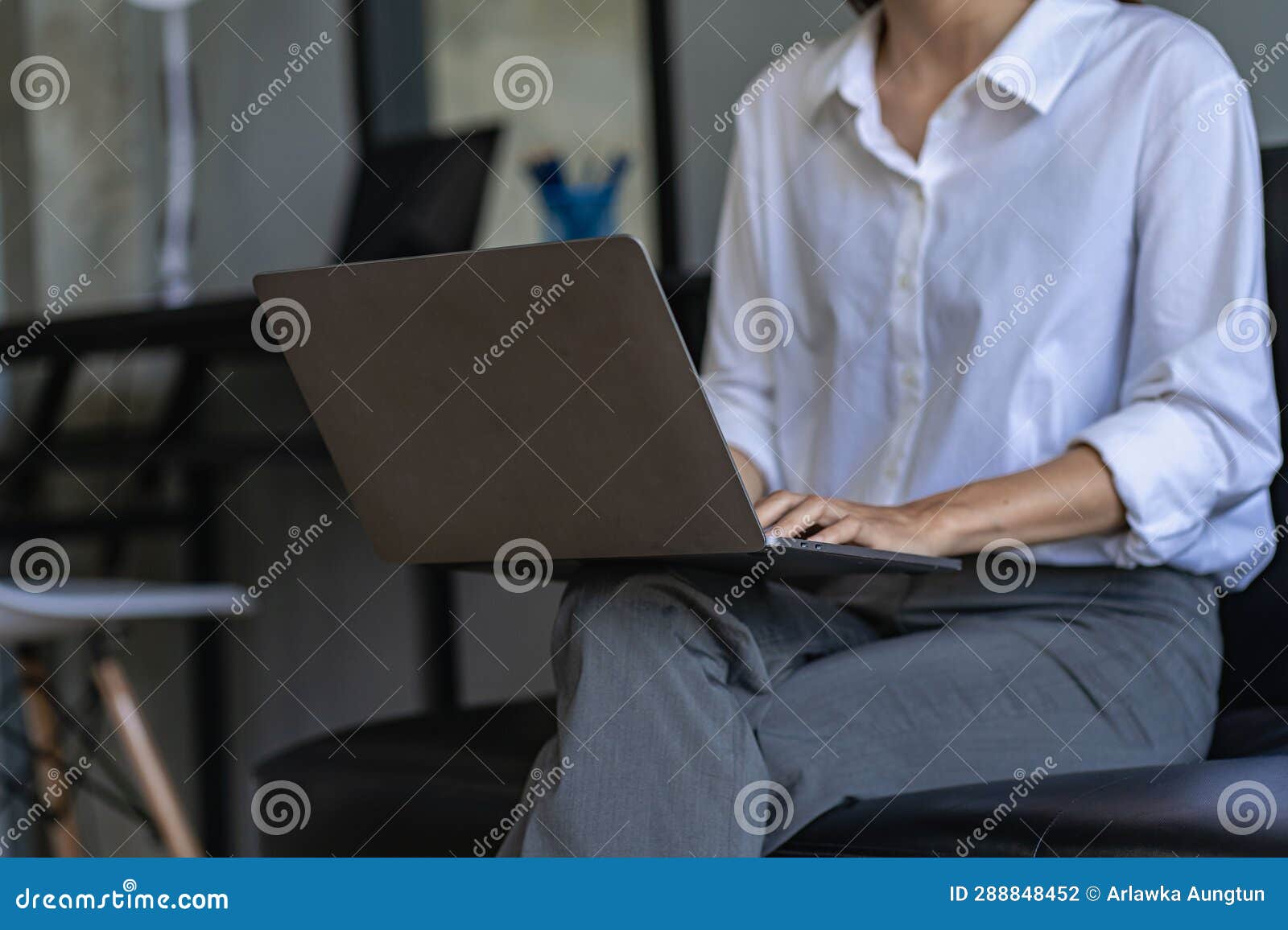 Side View of Business Woman S Hands Using Laptop Computer Resting ...